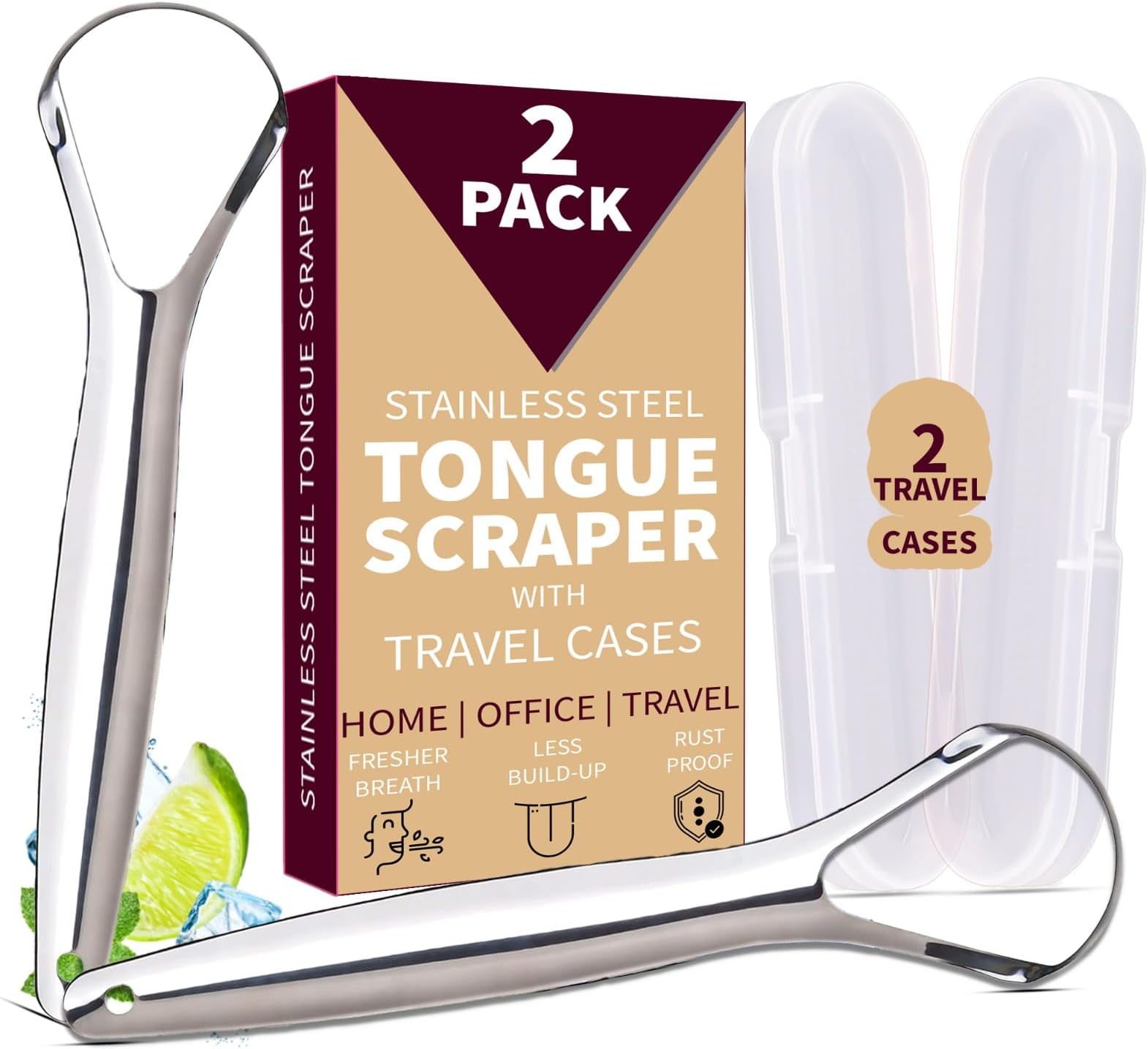 Amazon.com : Y-Kelin Tongue Scraper for Adults (2PCS),Stainless Steel ...