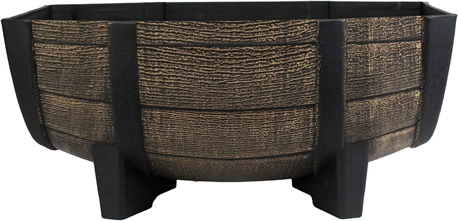 Amazon.com : Half Barrel Garden Planters – Farmhouse Garden - Set of 2 ...