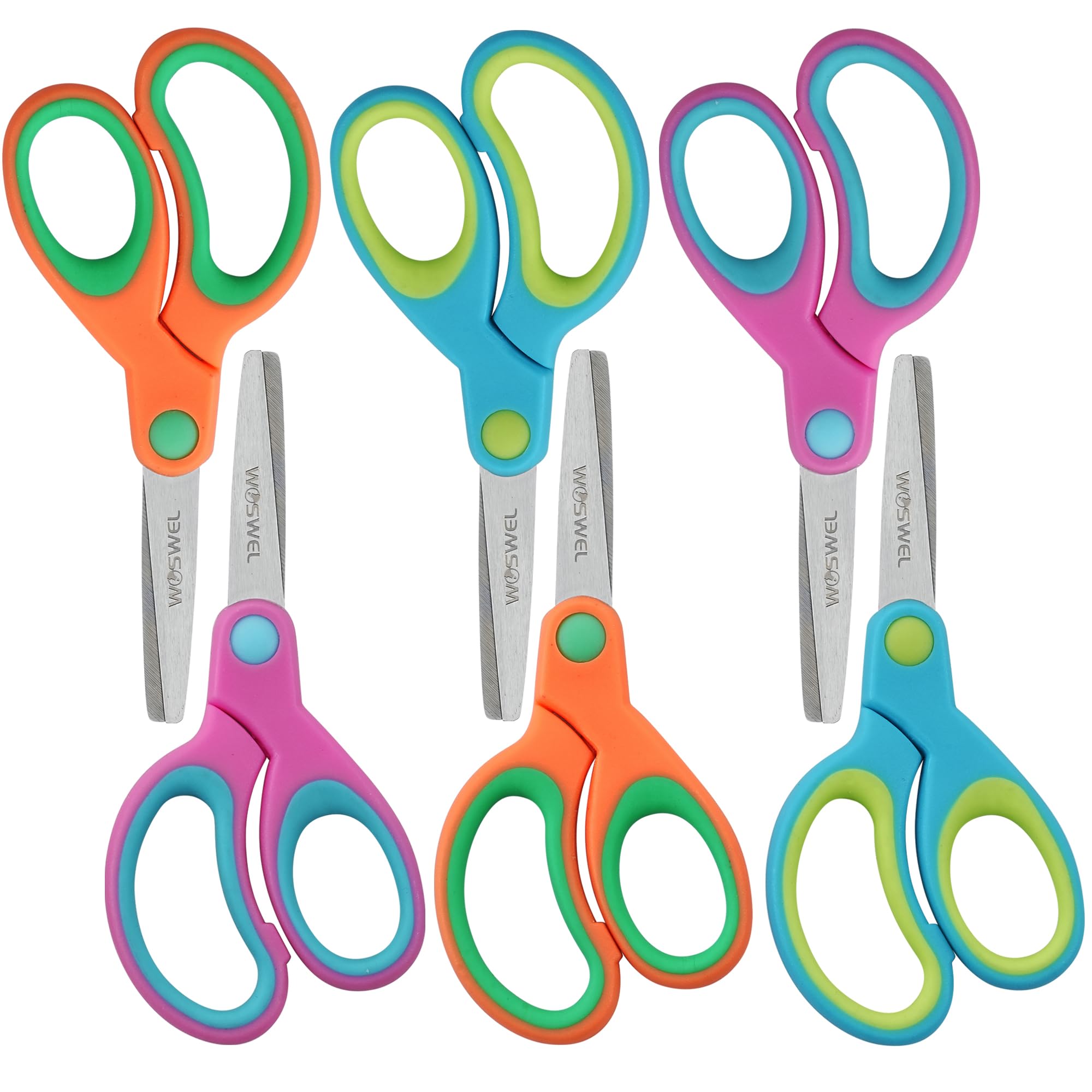 Snapklik.com : Kids Scissors Bulk, Woswel 6 Pack Safety Blunt Tip ...