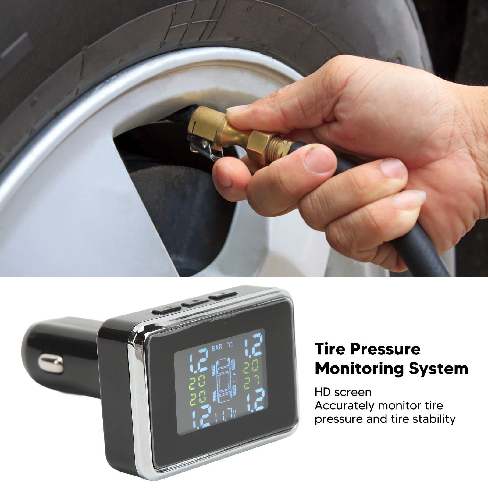 Bluetooth Tire Pressure Monitor Tire Pressure Monitoring System, DC 5V ...