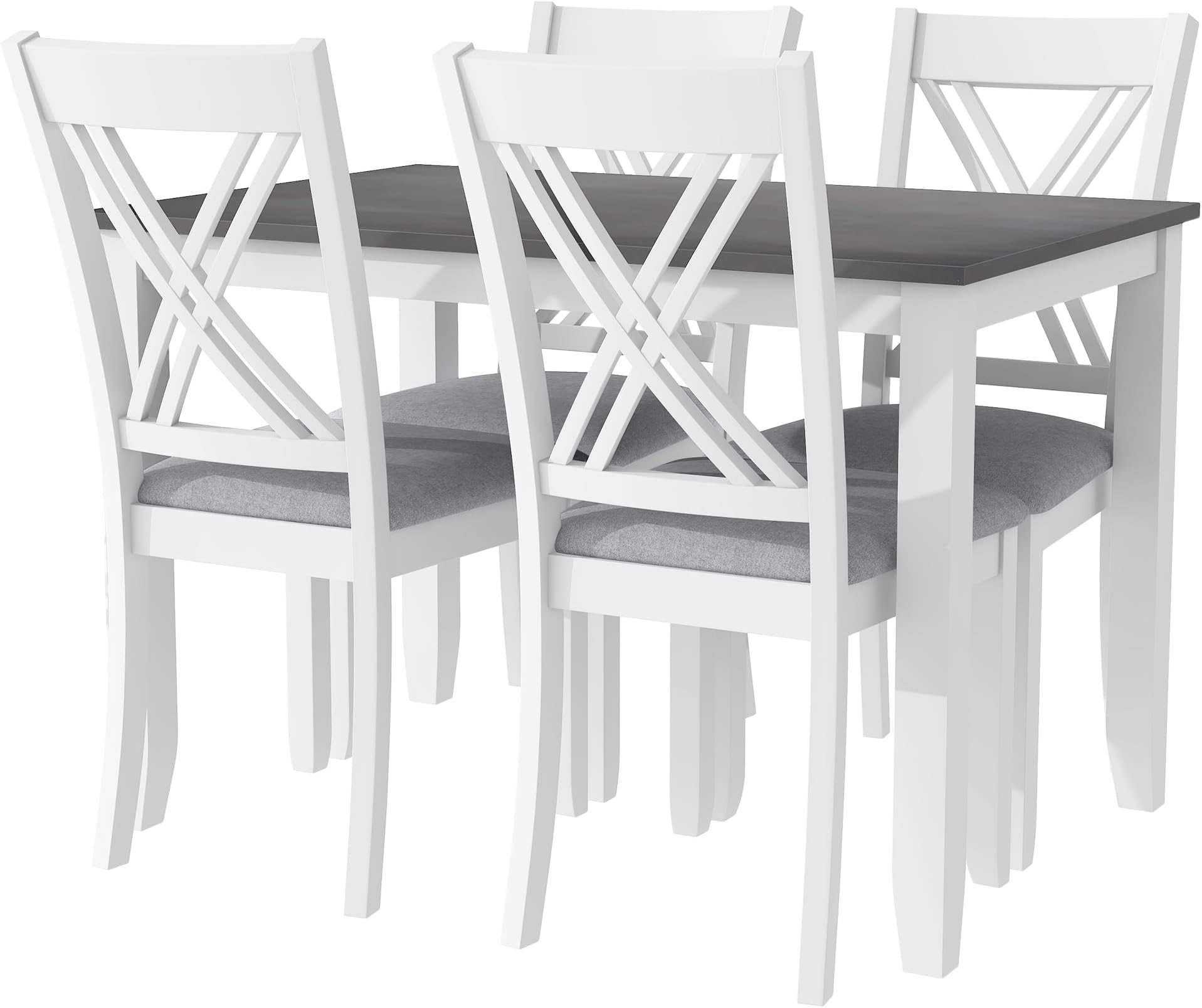 Amazon.com - Merax Solid Wood Dining Table Set with Chairs of 4 ...