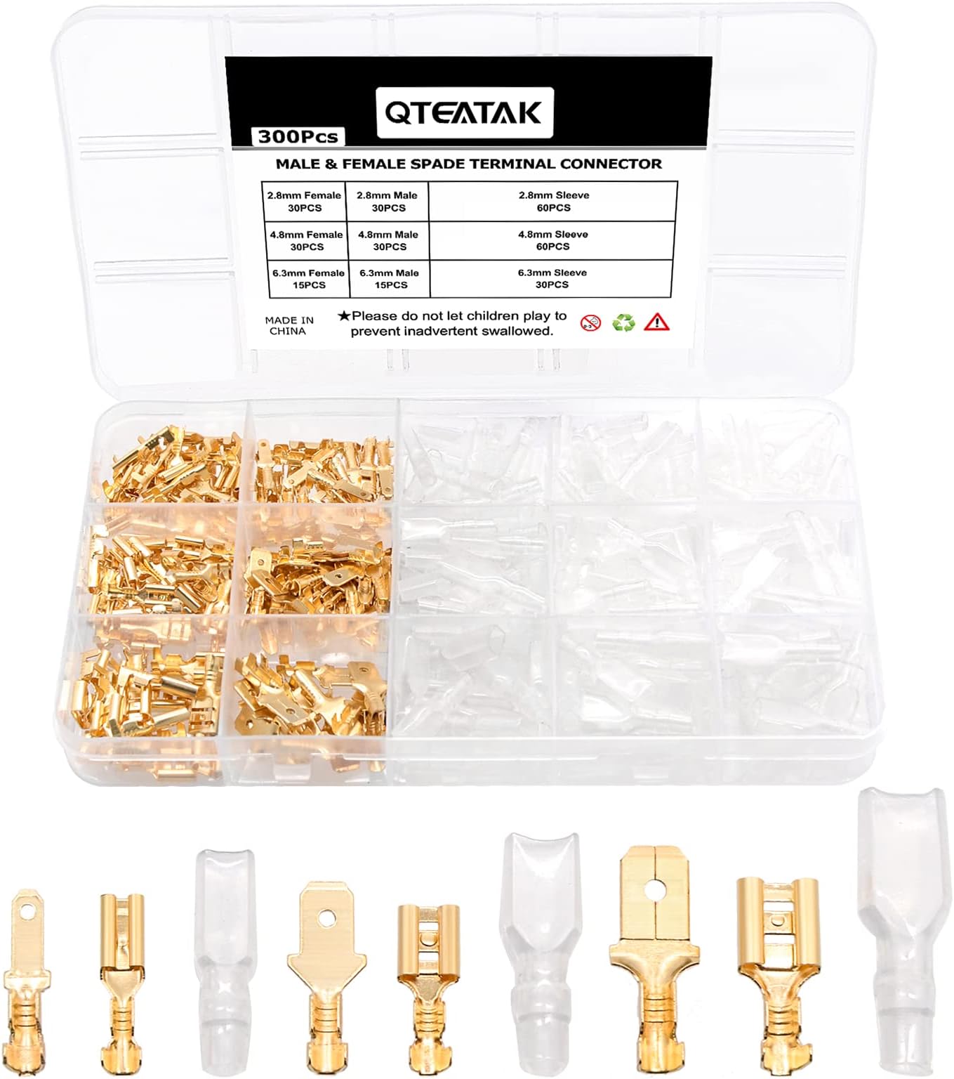 Amazon.com: uxcell 100 Pcs Gold Tone 2mm Wide Male Spade Crimp Terminal ...