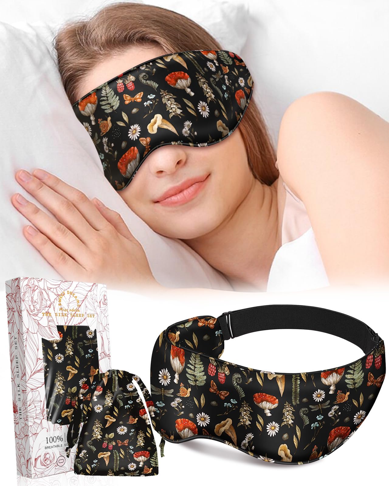 Amazon.com: Miss Adola Cute Silk Weighted Eye Mask - Sleep Mask for ...