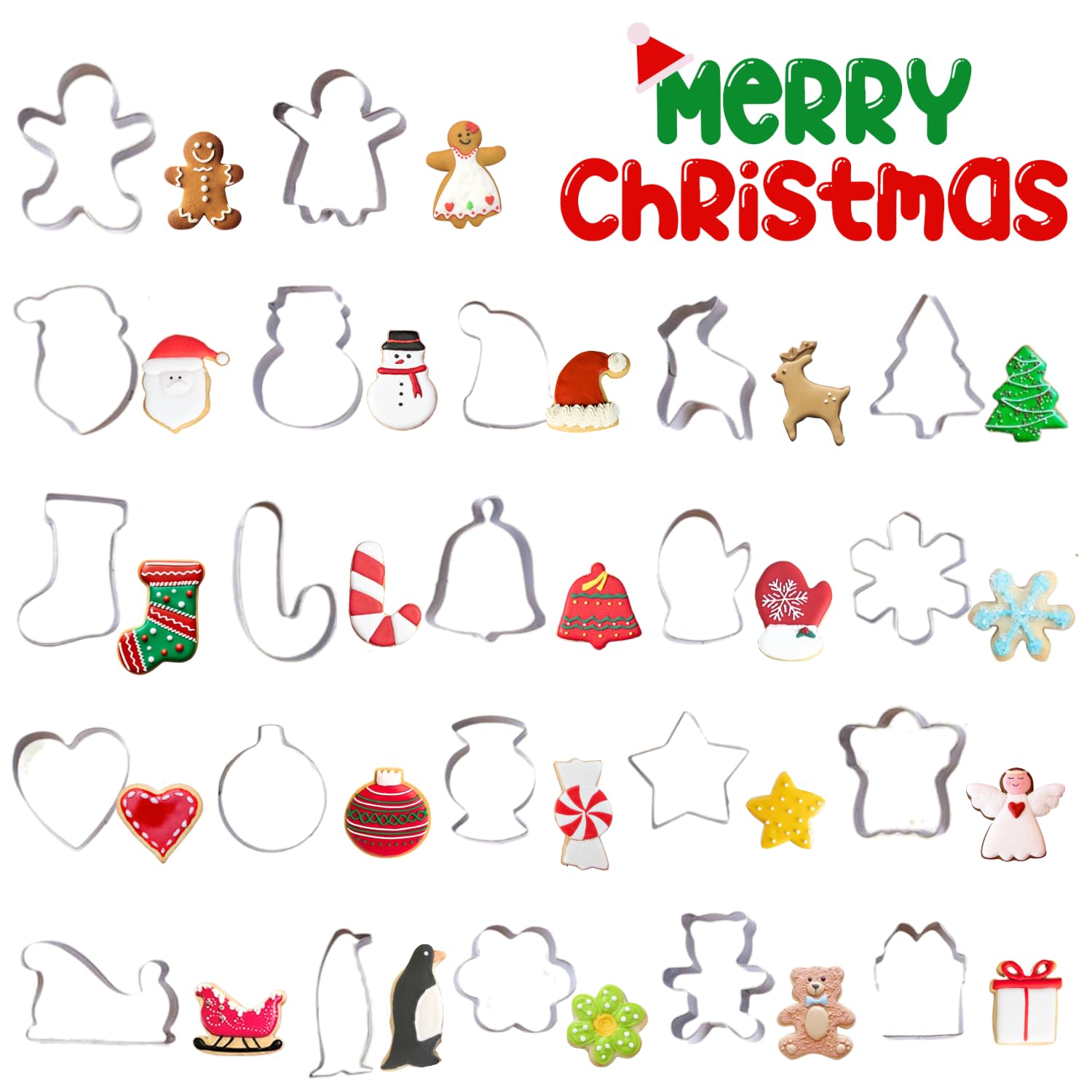 Mini Christmas Cookie Cutters,22PCS Stainless Steel Xmas Cookie Cutters ...