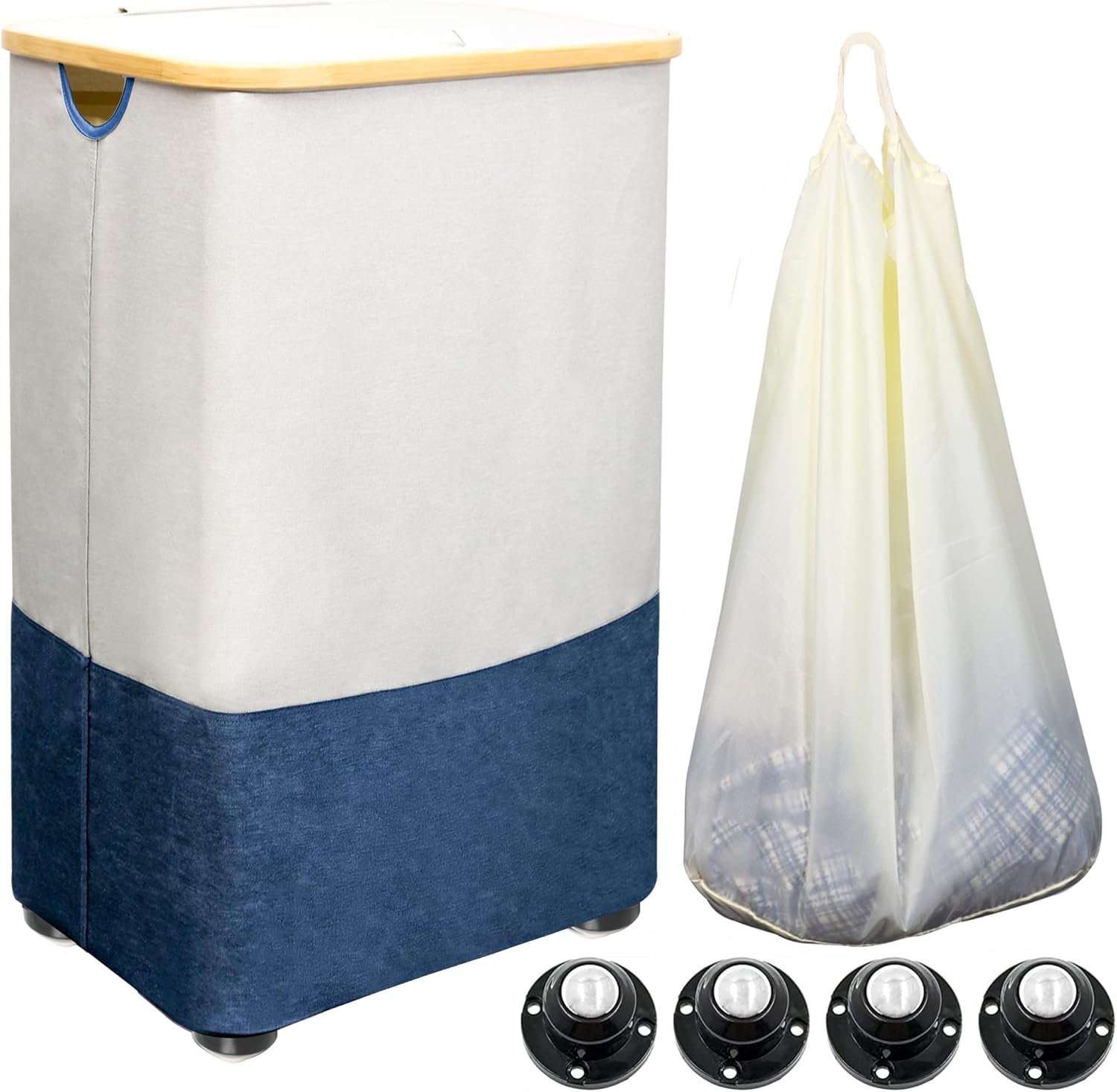 Amazon.com: Large Laundry Hamper with Wheels - 105L Collapsible ...