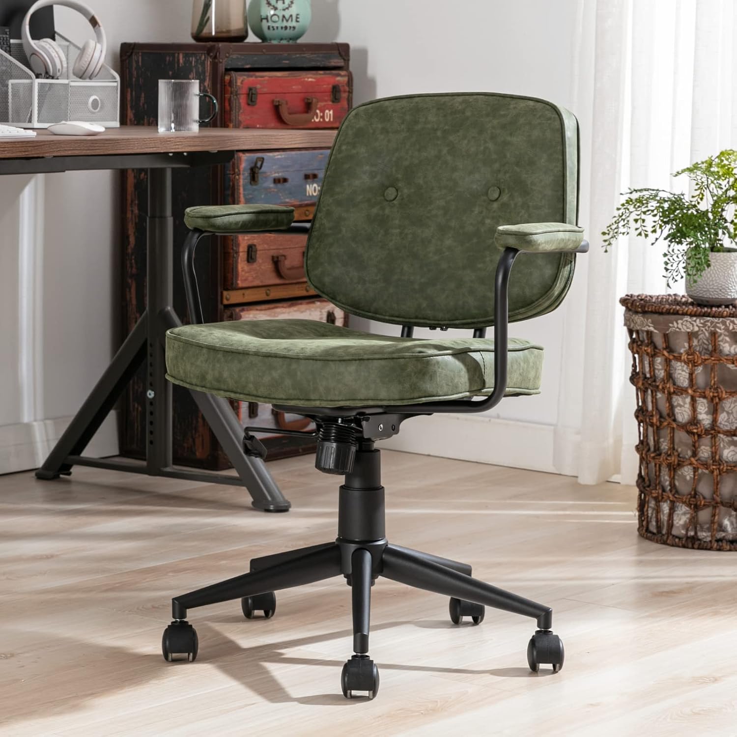 Amazon.com: HEAH-YO Modern Armless Desk Chairs Set of 1, Swivel ...
