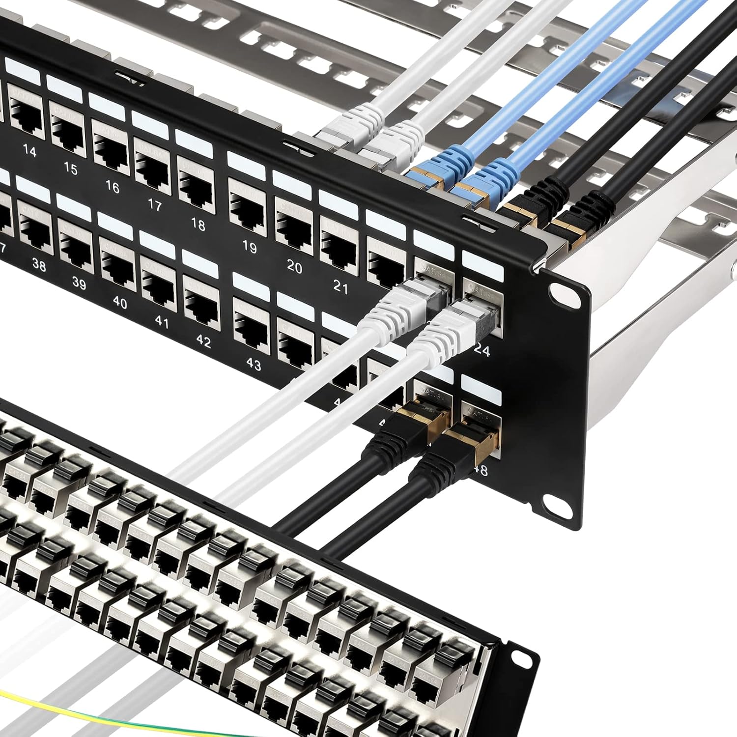 Rapink 48 Port Cat6A Patch Panel with Inline Keystone 10G Support ...
