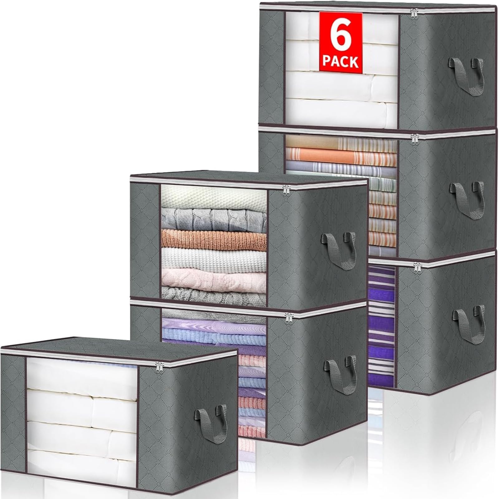 Amazon.com: Clothes Storage, 6 Pack Blanket Storage Bags, 90L Large ...