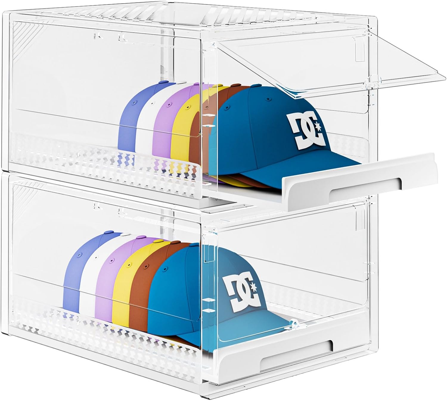 Amazon.com - YUNLINLI 2 Pack Hat Organizer Box, Hats Storage Organizer ...