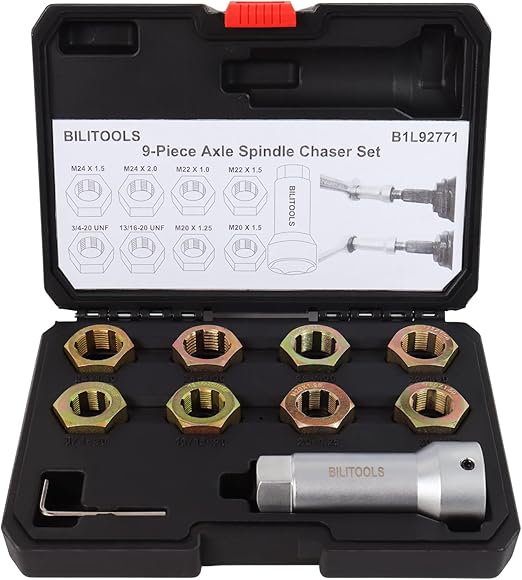 BILITOOLS 10-Piece Axle Spindle Thread Chaser Set, Thread Rethreading ...