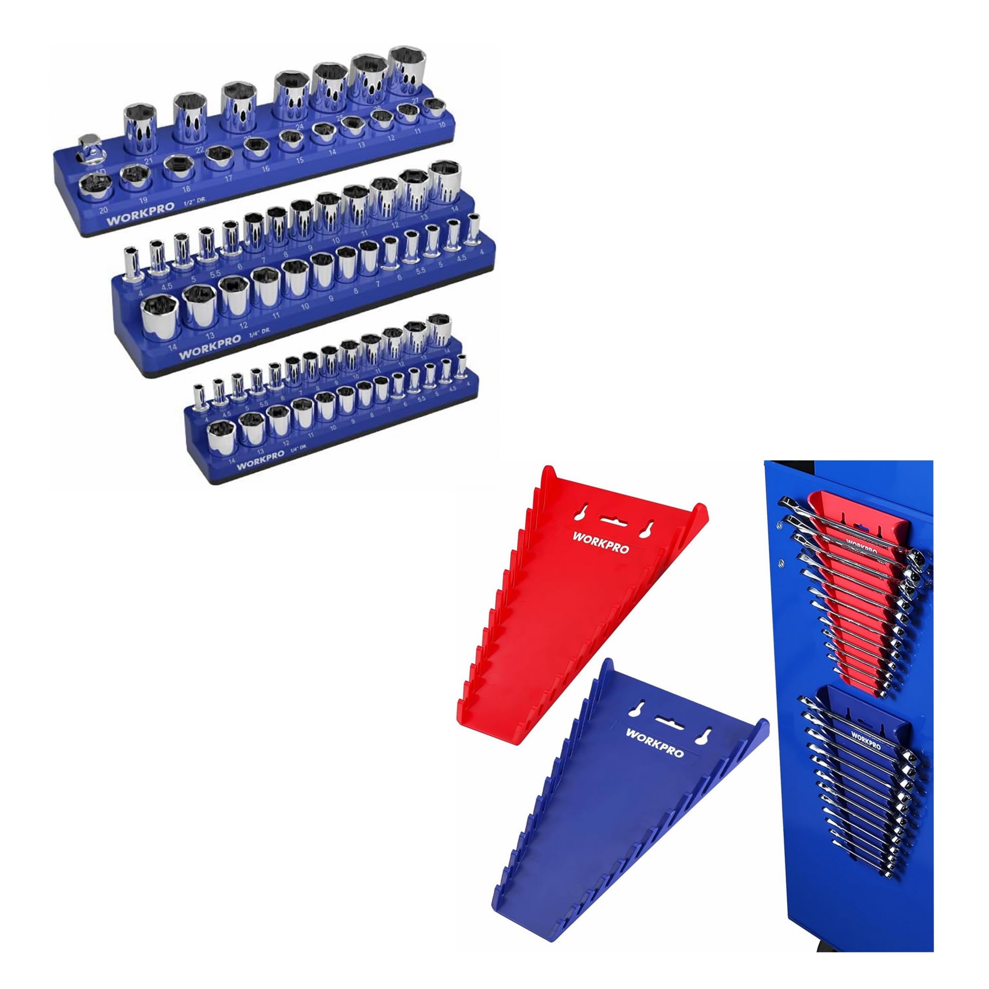 Amazon.com: WORKPRO Magnetic Socket Organizer Set and 2-Pack Magnetic ...