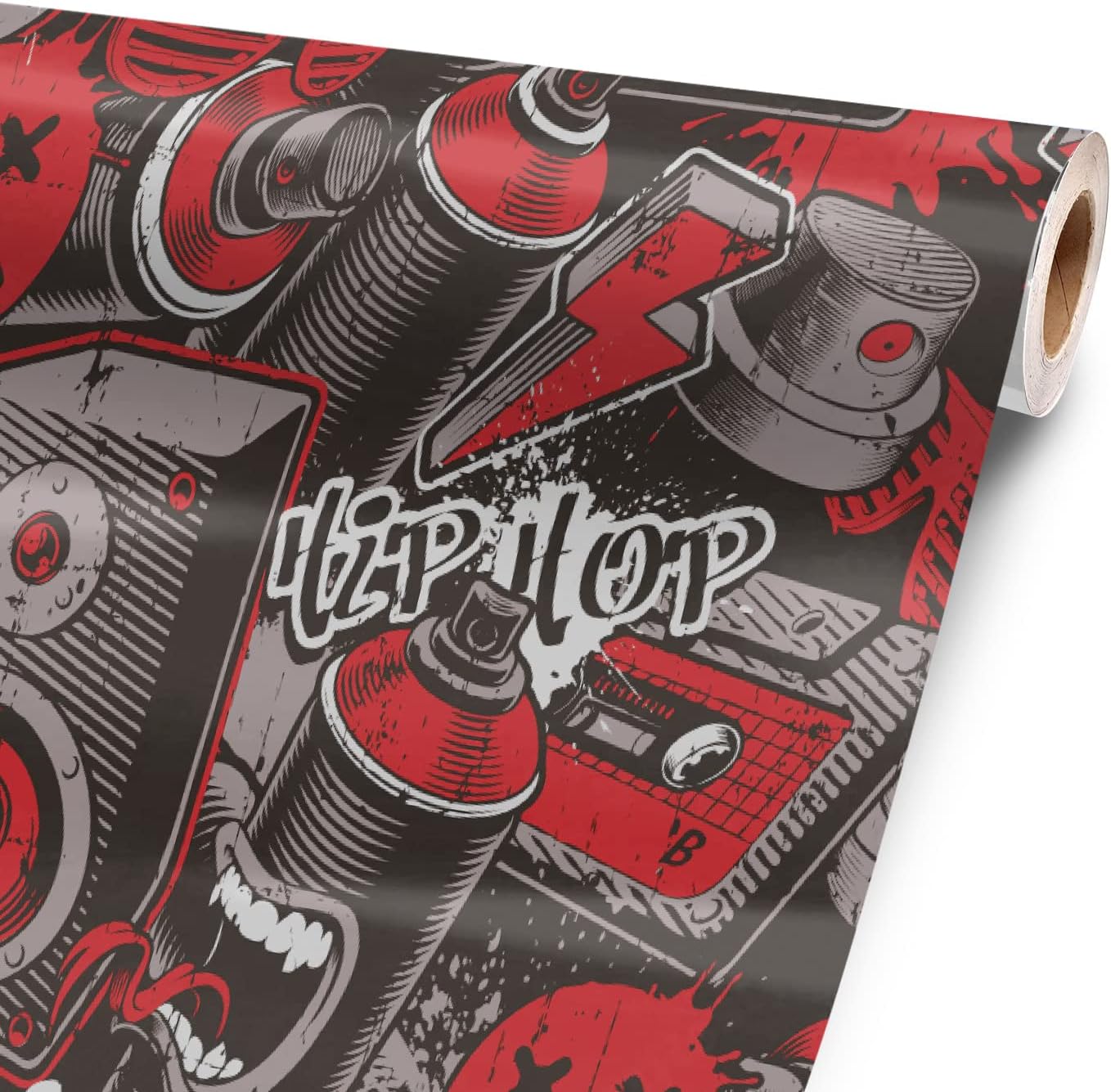 Amazon.com: Red Hip Hop 72” x 52” Vinyl Wrap Sheet for Large or Custom ...
