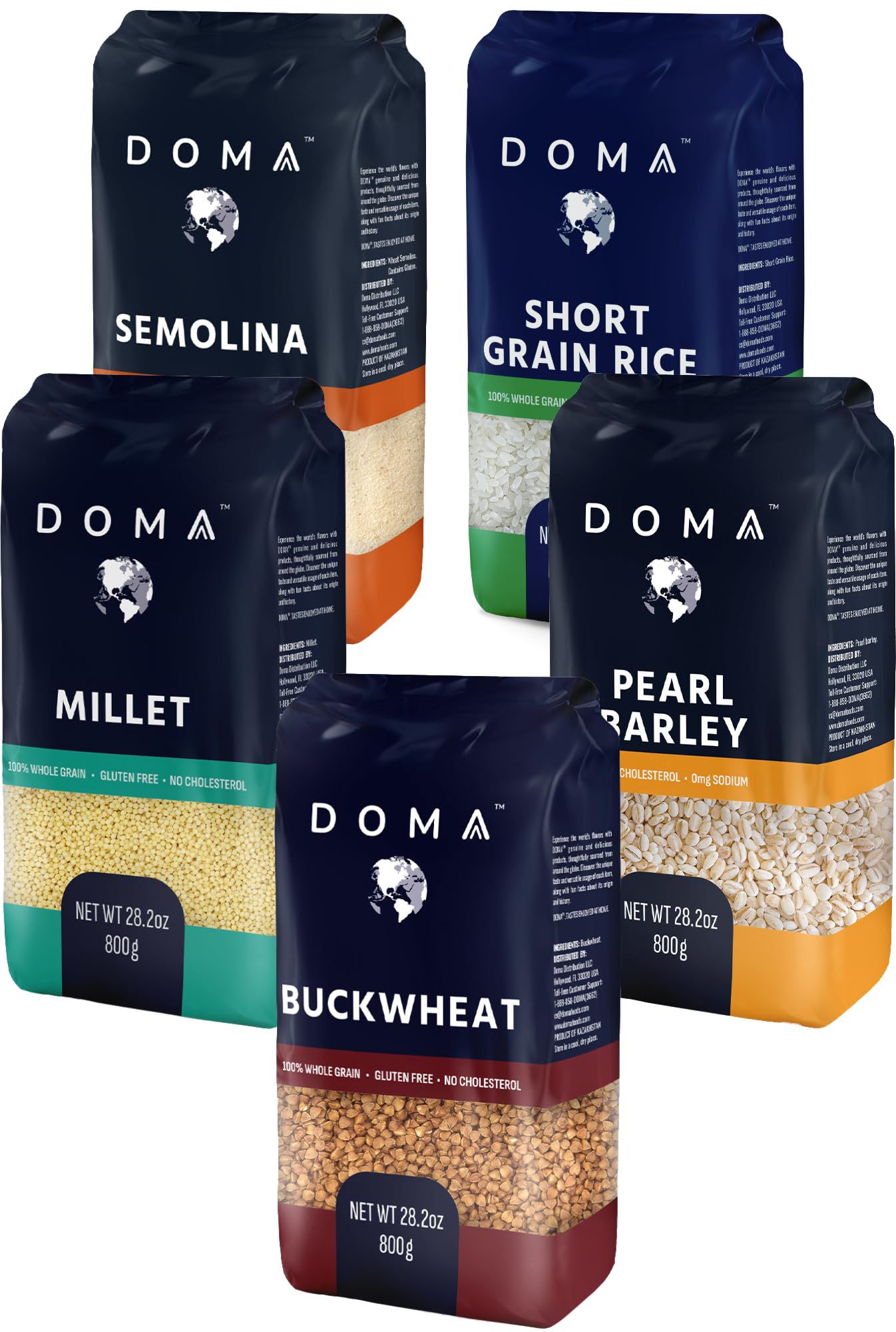 Amazon.com : DOMA Set of 5 Grains: Buckwheat, Millet, Pearl Barley ...