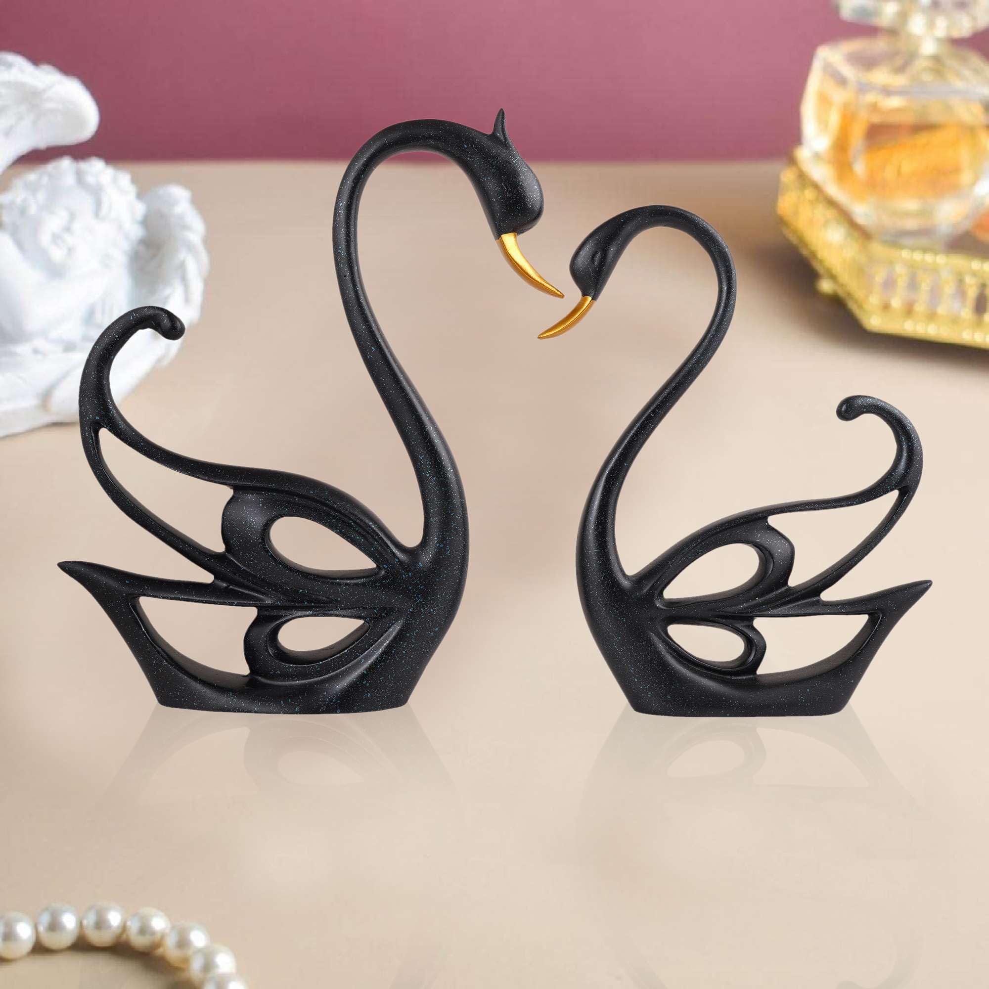 Buy RAMA CRAFT Good Luck Black Swan Home Decor Showpiece, Idols ...