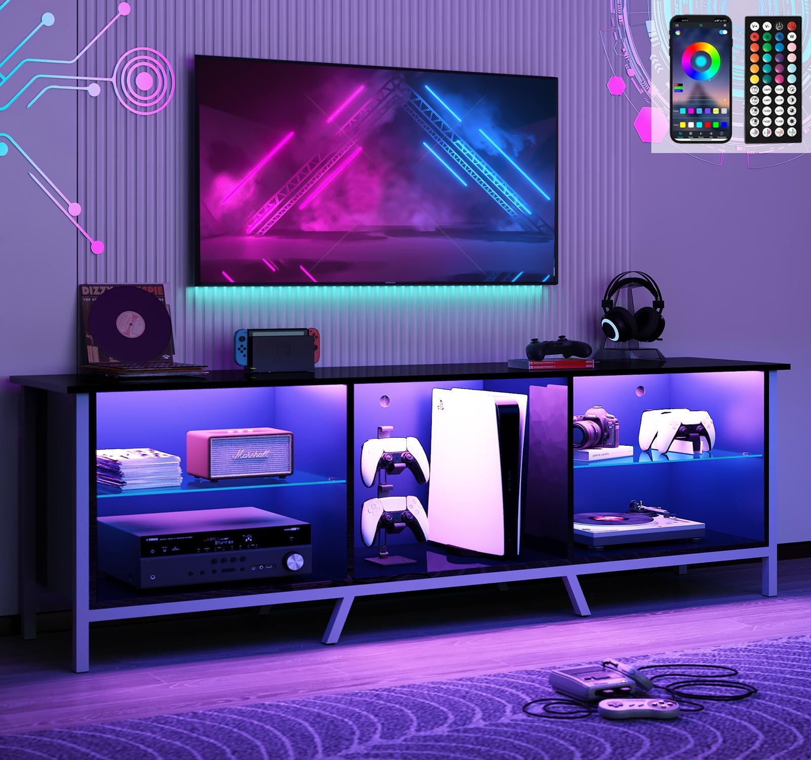 Amazon.com: Vinctik 6&Fox 63IN LED TV Stand for 65/70inch TV,High ...