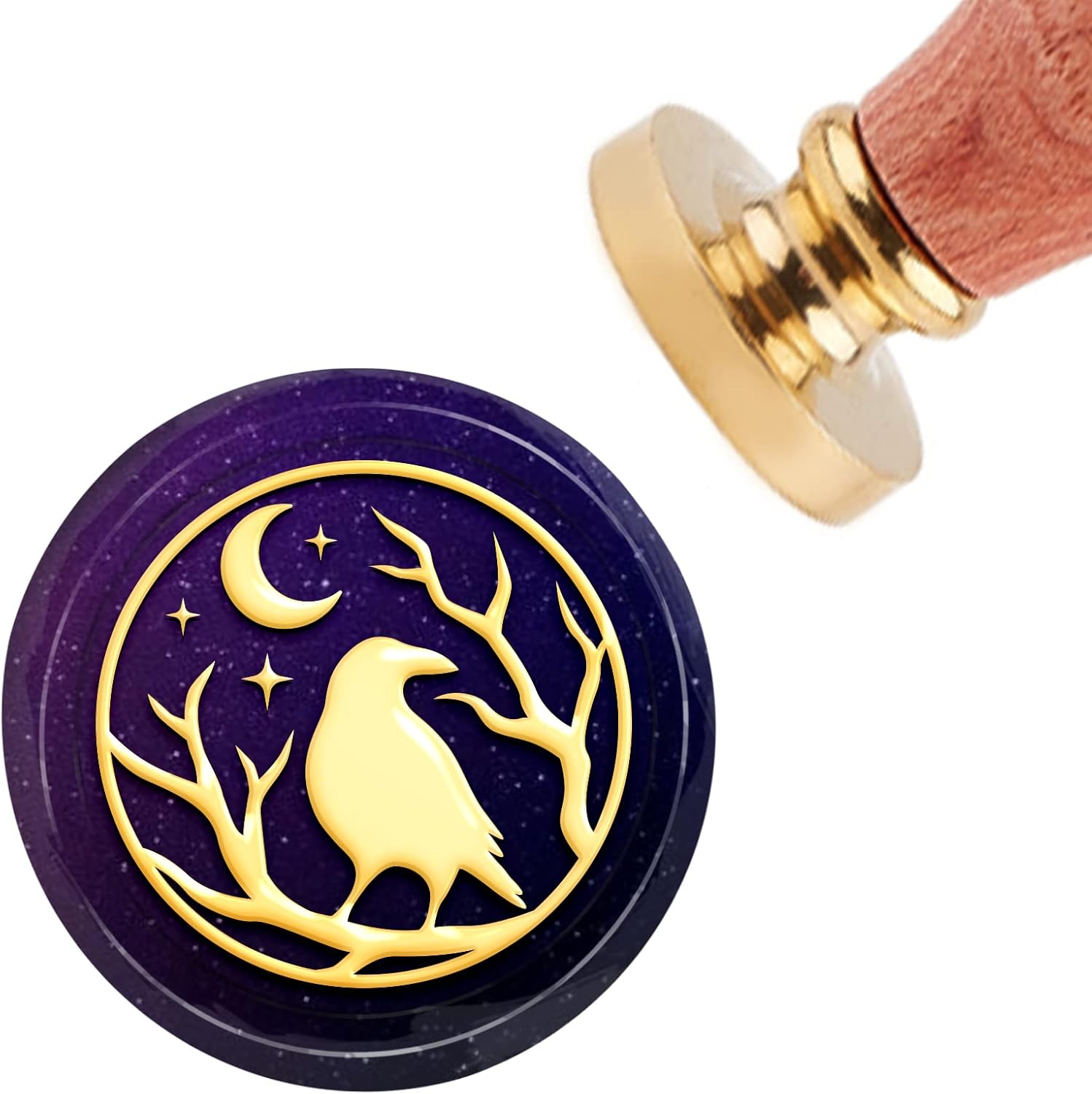 CRASPIRE Crow Wax Seal Stamp Halloween Sealing Wax Stamps Moon Vintage ...