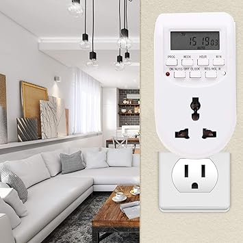 Suzec Heavy Duty Energy Saving Socket Type Digital Programmable Electronic Timer (White ...