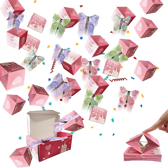 Amazon.com: Exploding Gift Box, Cash Explosion Box with Butterflies and ...
