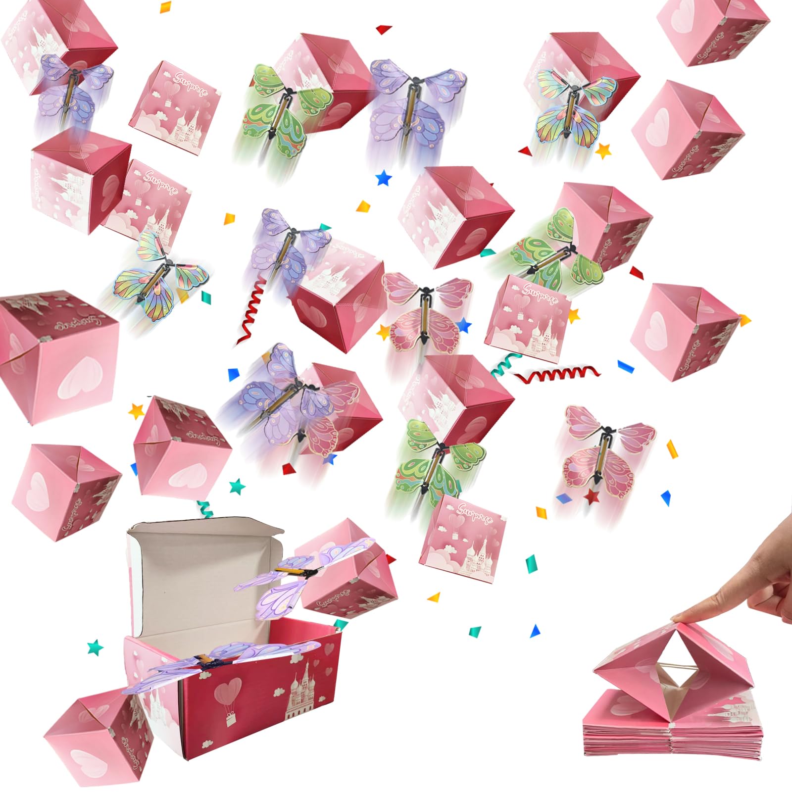 Amazon.com: Exploding Gift Box, Cash Explosion Box with Butterflies and ...