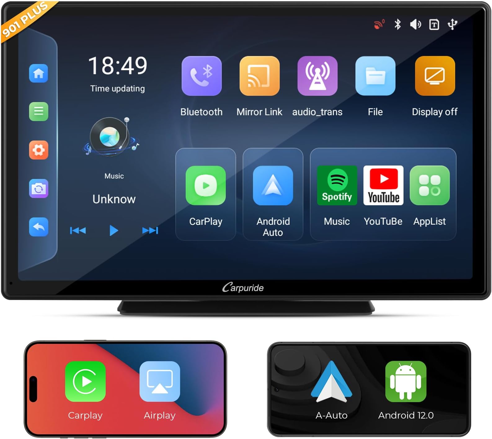 Carpuride Carplay Android Auto, 7" HD Poste Radio Voiture, Autoradio ...
