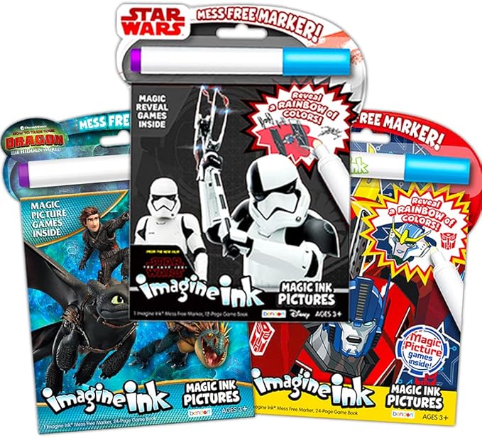 Magic Ink Coloring Book Super Set -- 3 Imagine Ink Books for Kids ...