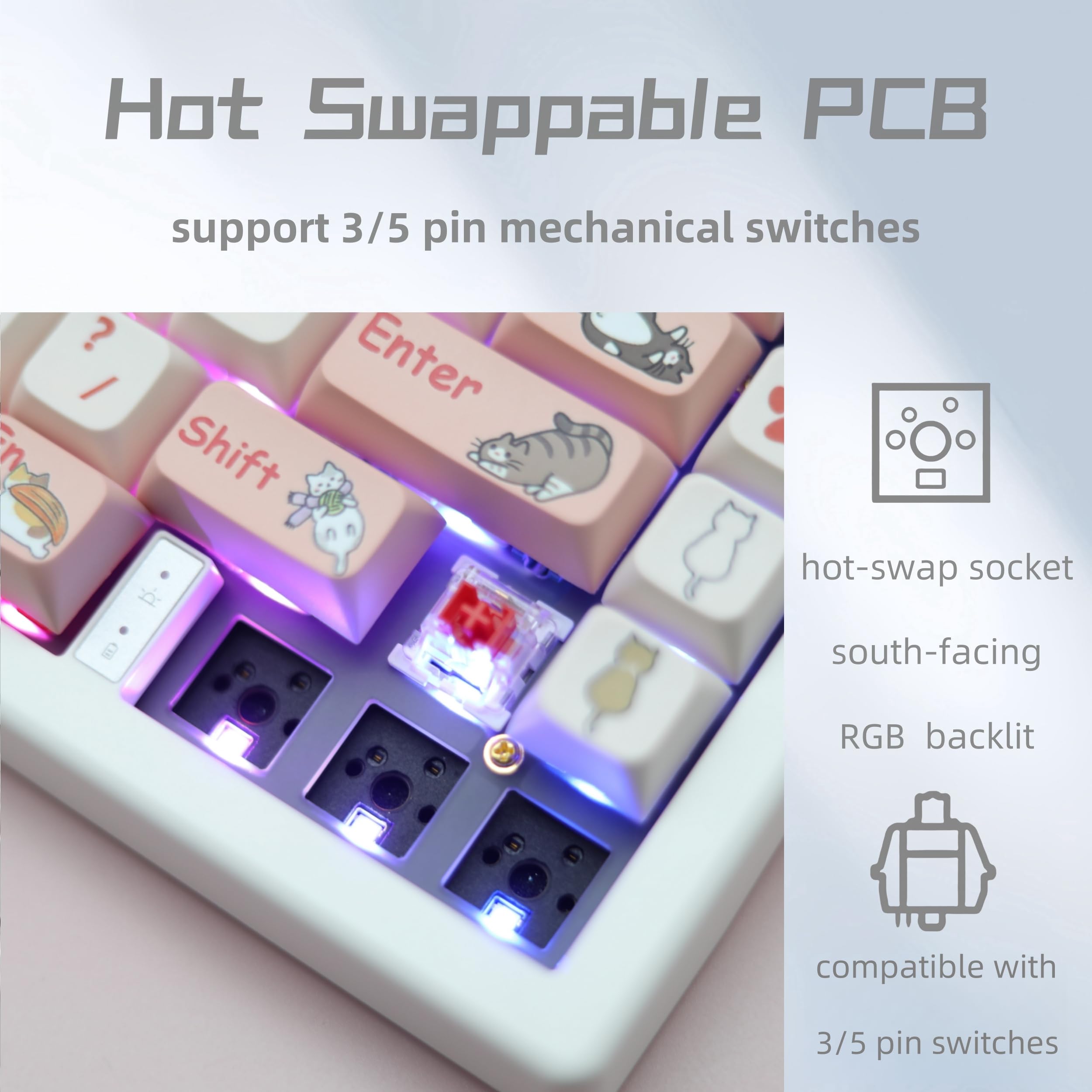 Snapklik.com : Cmokifuly GMK67 65% Mechanical Keyboard Kit Tri-Mode ...