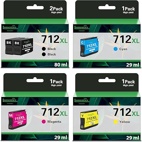 Amazon.com: 712XL 712 Ink Cartridges High Yield (5-Pack, 80-ml 2Black ...