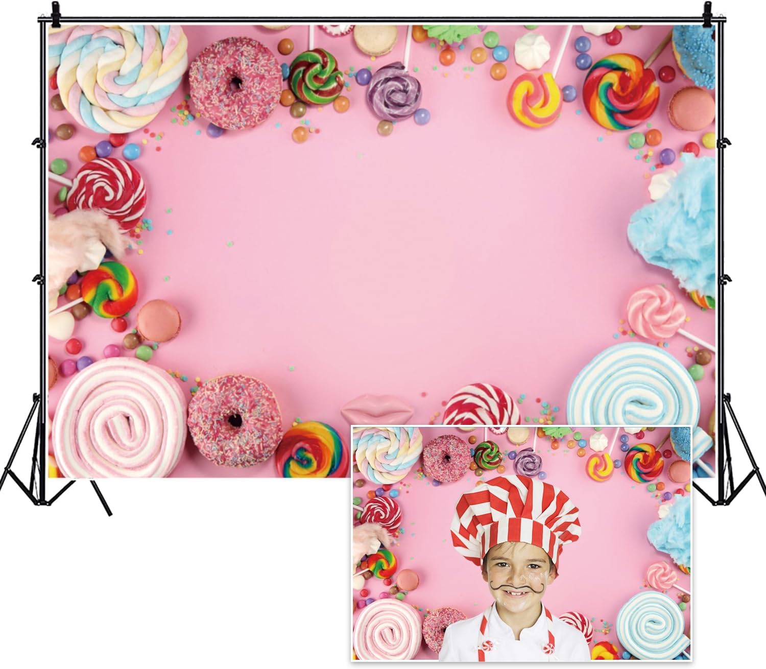 Amazon.com : DORCEV 7x5ft Candy Photography Backdrop for Kids Birthday ...