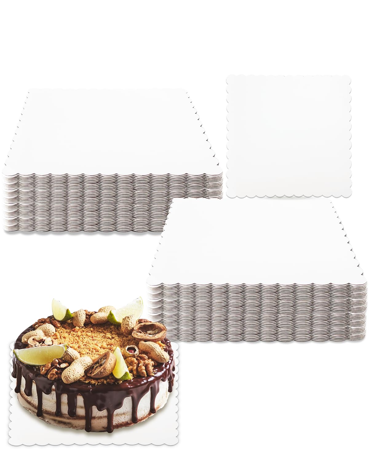 Snapklik.com : Qiqee White 10 Inch Wave Cake Boards 15-Packs Squares ...