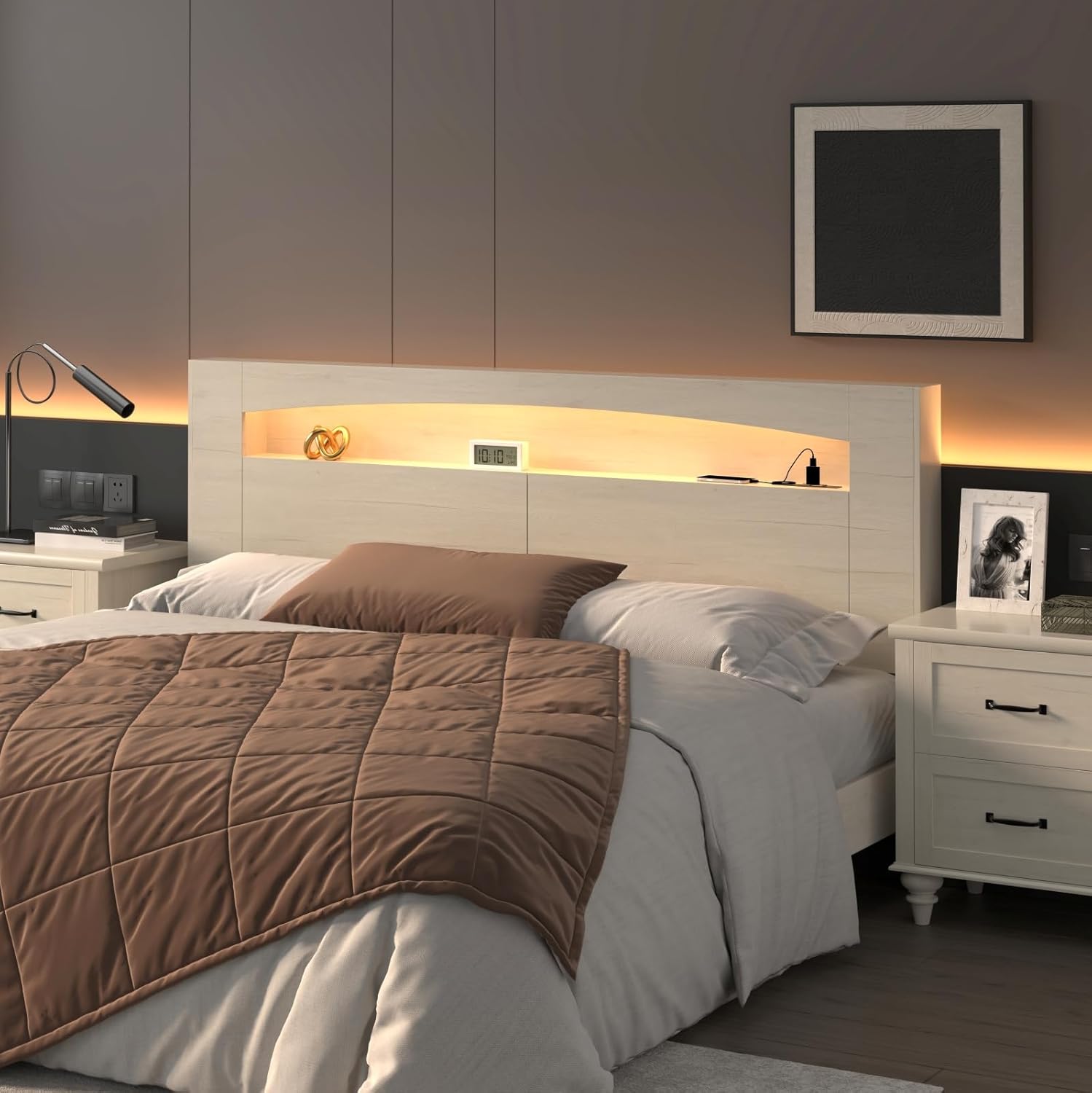 Amazon.com - qurtarse Headboard Only, Headboard with 2 USB and 1 Power ...