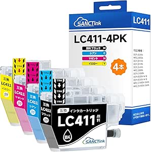 Amazon.co.jp: 【番号区別は不要】 SANCTink LC411-4PK ブラザー 用 インク LC411 互換インク brother LC411 対応 大容量タイプ ...