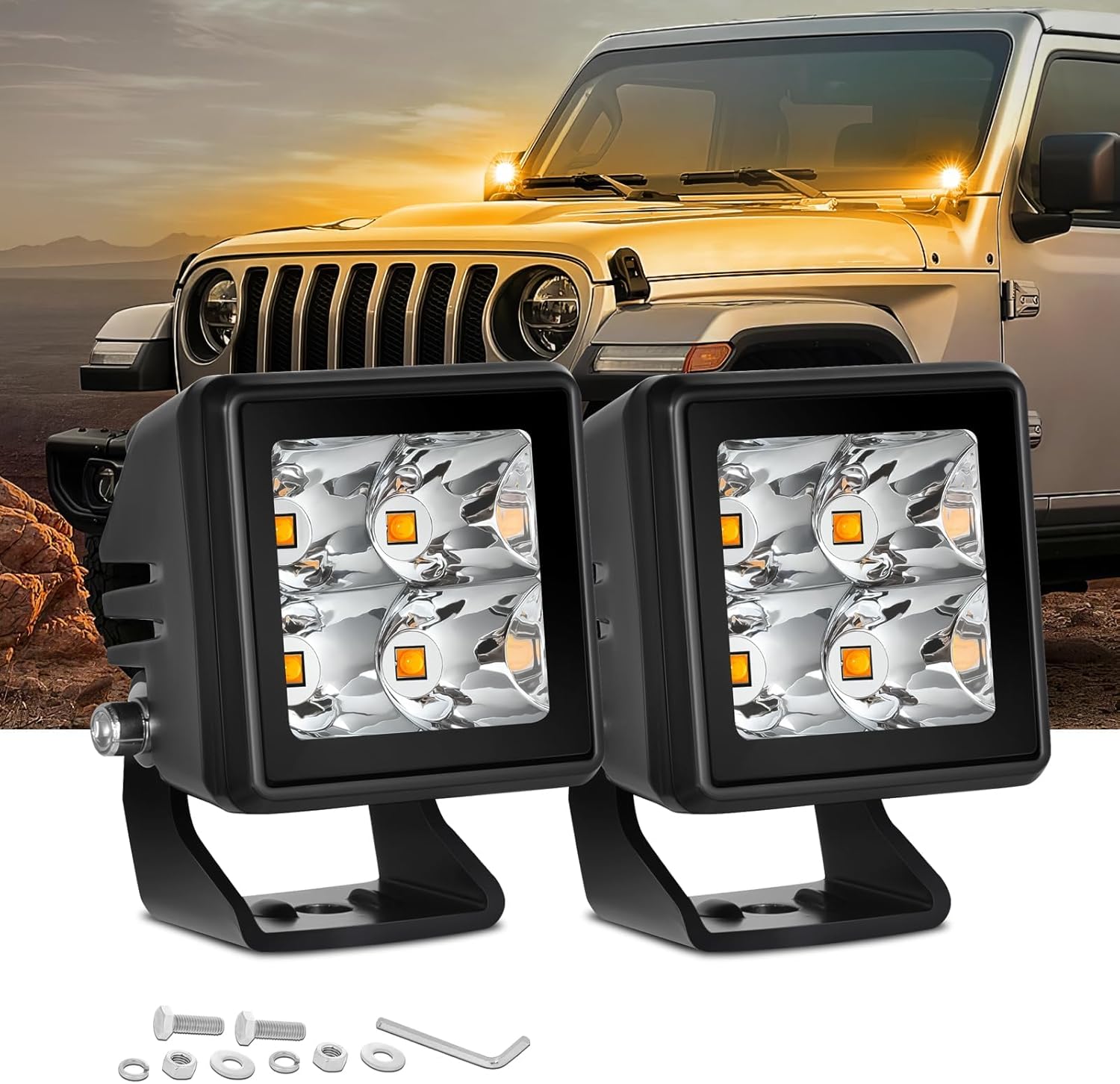 Amazon.com: LED Pods, SWATOW INDUSTRIES 2 Inch LED Pod Lights Amber Fog ...