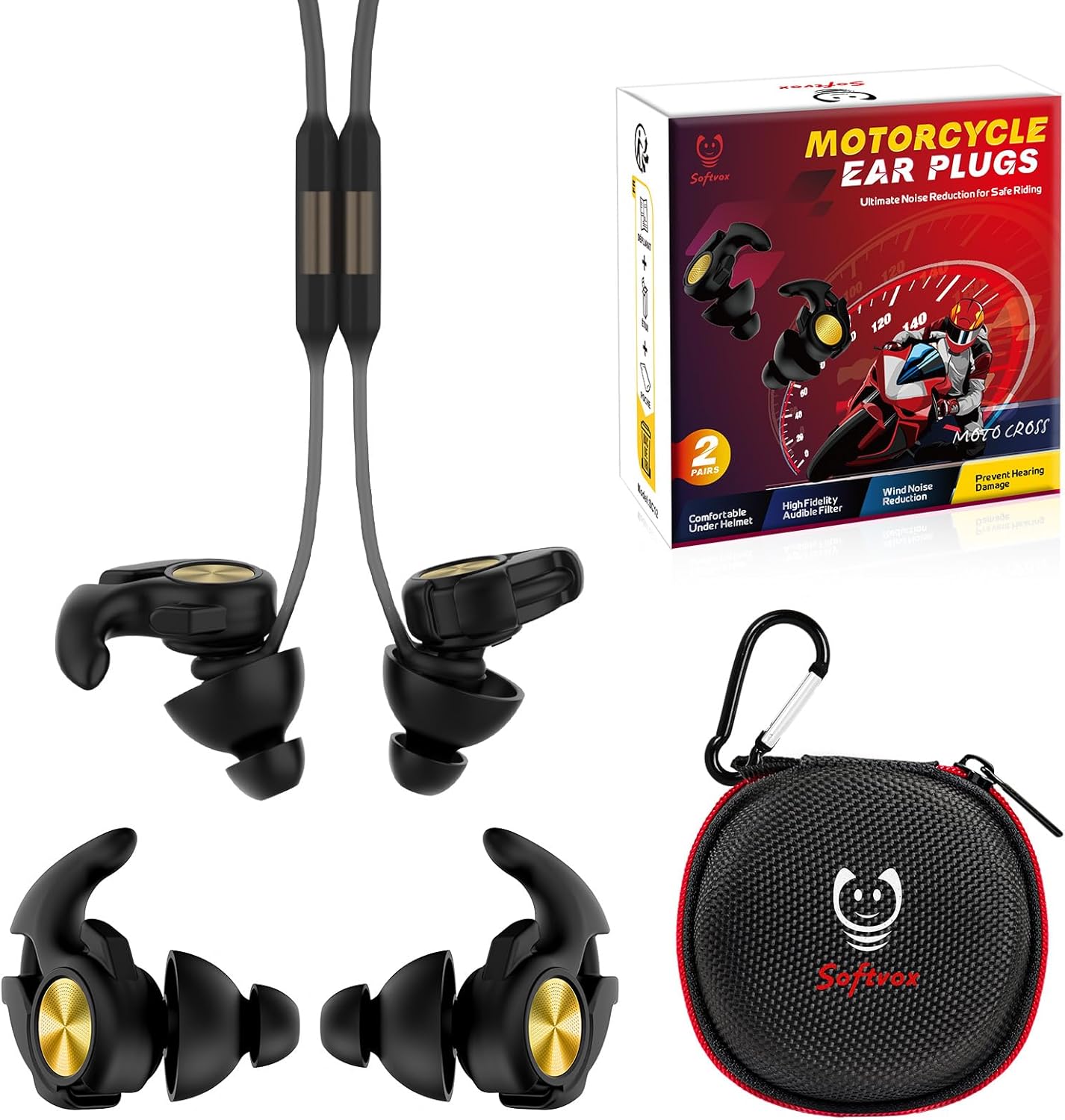 Amazon.com: Motorcycle Ear Plugs with Lanyard, Wind Noise Reduction ...