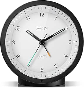 ZEON Round Analogue Alarm Clock with Light and Snooze Function, Silent ...