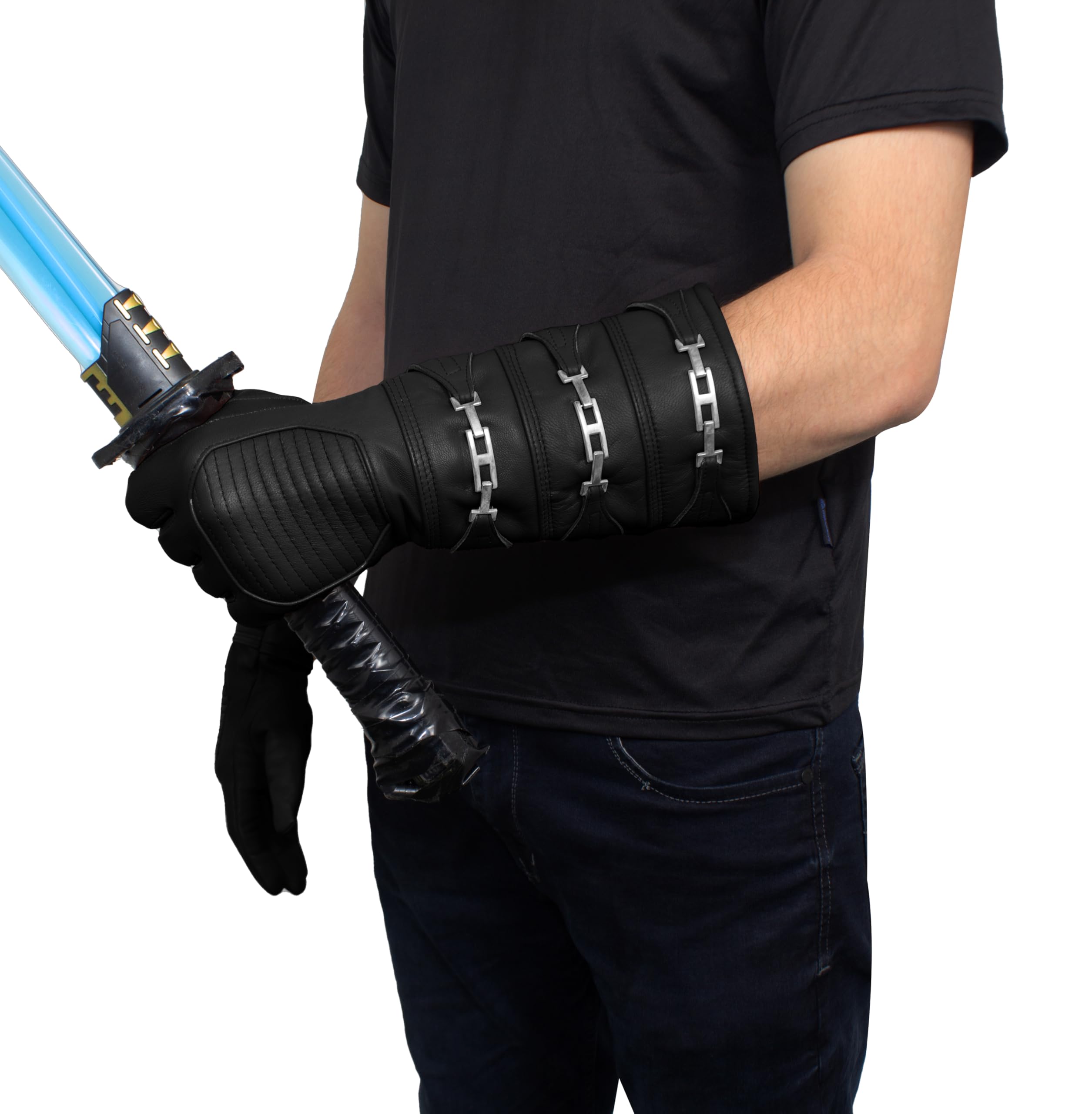 Real Sheepskin Leather Sky Gauntlet Long Arm Cuff Unlined Men Costume ...