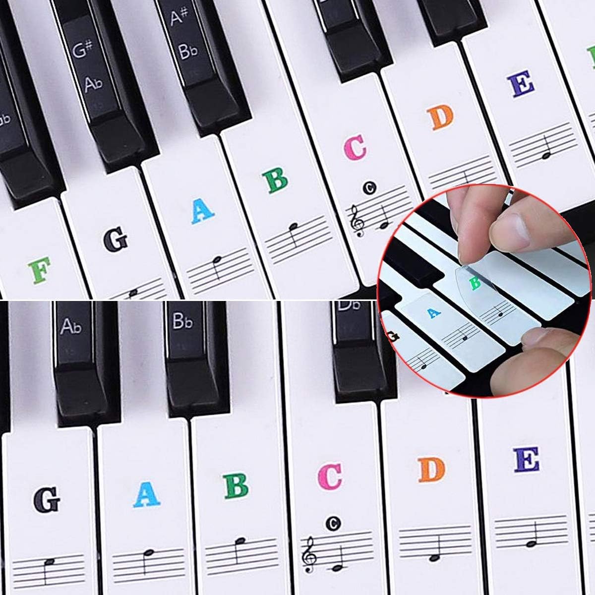 Piano Key Stickers for 37/49/54/61/88 keys, Music Piano Keyboard ...