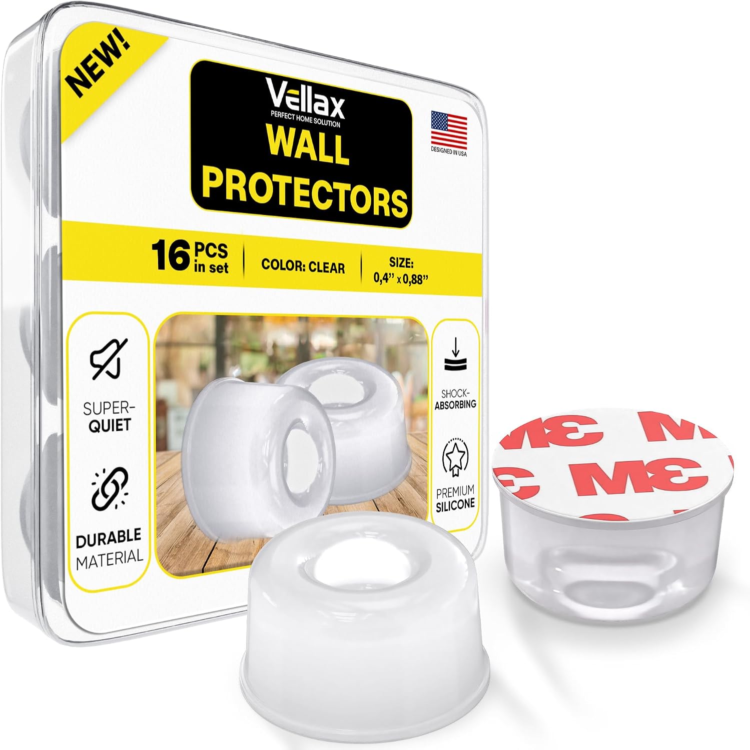 Amazon.com: 16 Door Bumpers — Self-Adhesive Clear Rubber Door Stopper ...