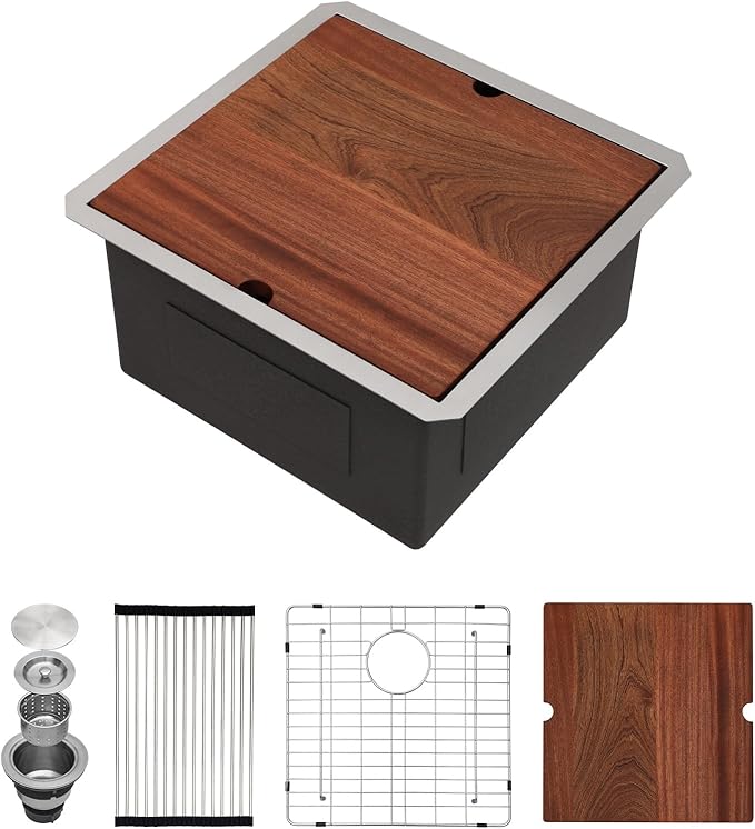 18 Bar Sink Undermount - Sarlai 18x19 Inch Undermount Workstation ...