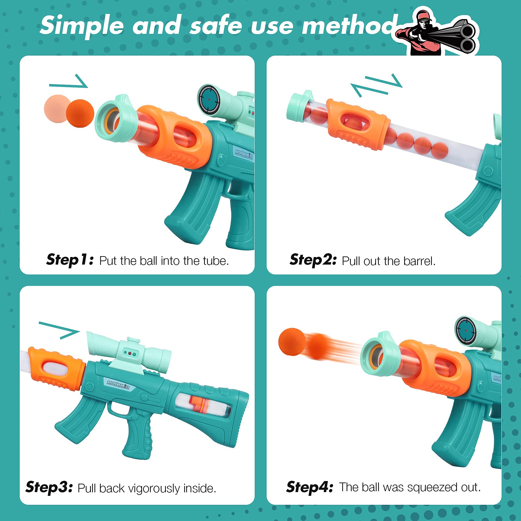 Shooting Game Toy for Boys - 2 Player Toy Foam Blaster Air Guns, 24 ...
