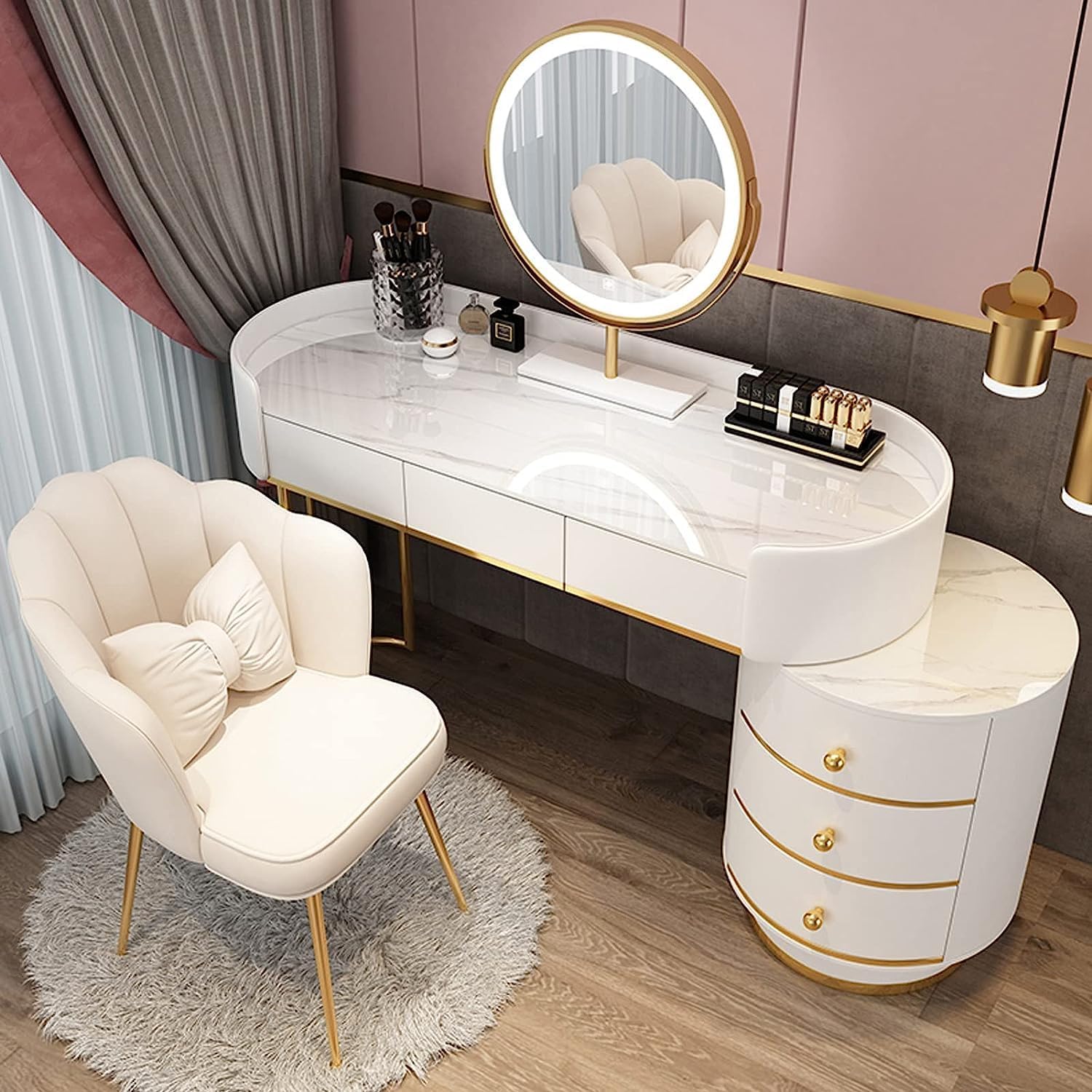 Amazon.co.jp: Desktop Dressing Table Simple Vanity Desk 3 Colors ...
