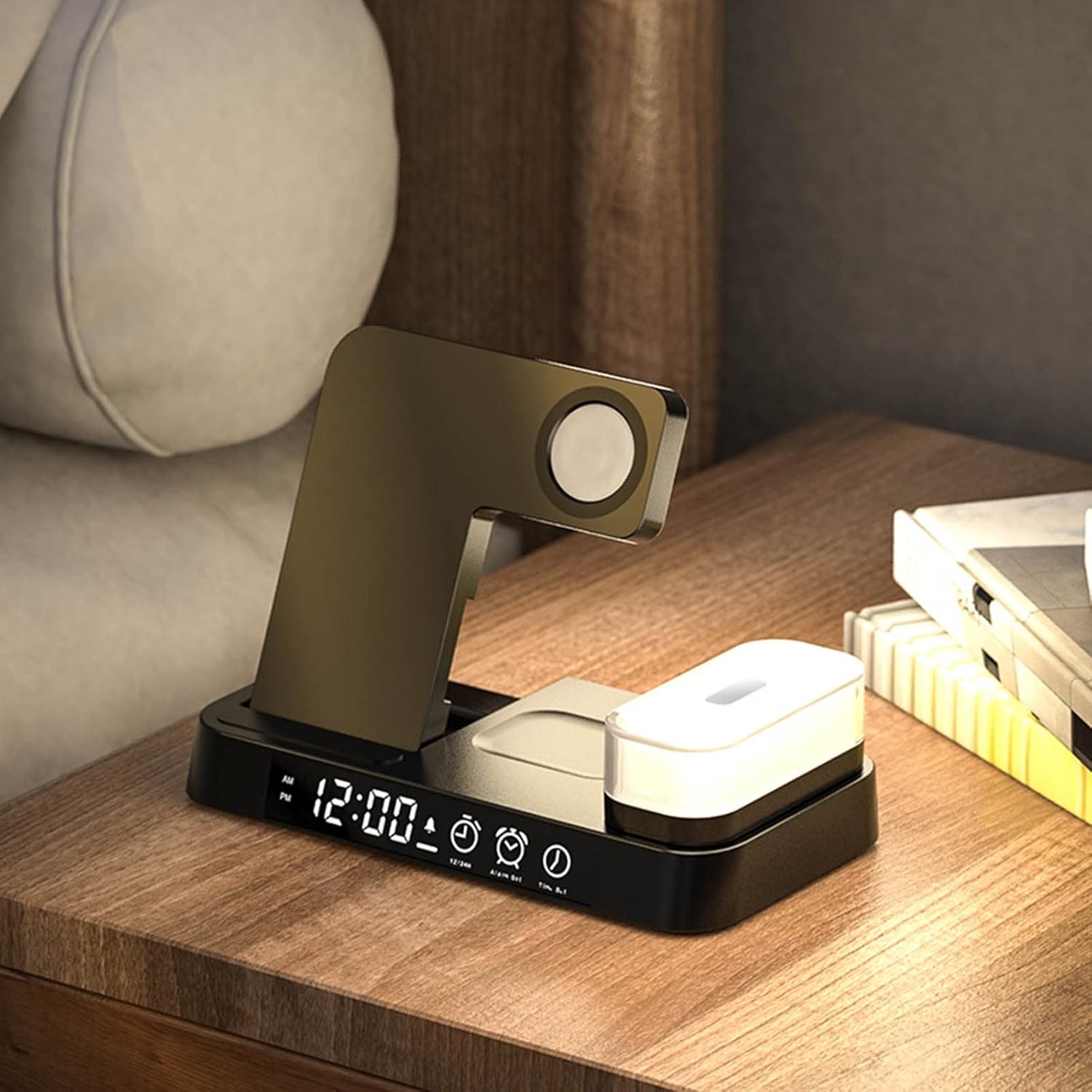 Amazon.com: Alarm Clock RGB Night Light Wireless Charging Station 3 In ...