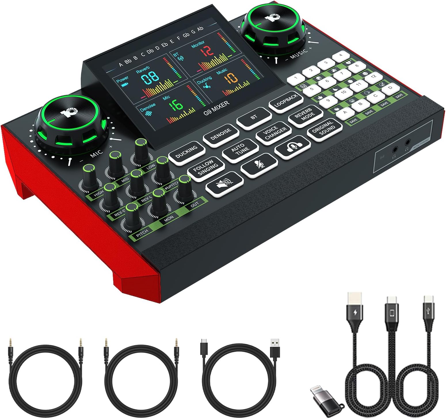 Amazon.com: Podcast Equipment Bundle, Tenlamp G9 Soundboard for PC ...