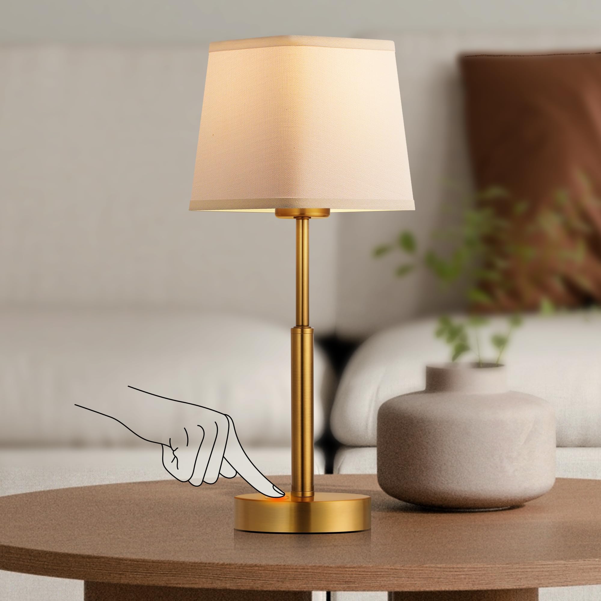QiMH Battery Operated LED Table Lamp, 6000mAh Small Cordless Desk Light ...