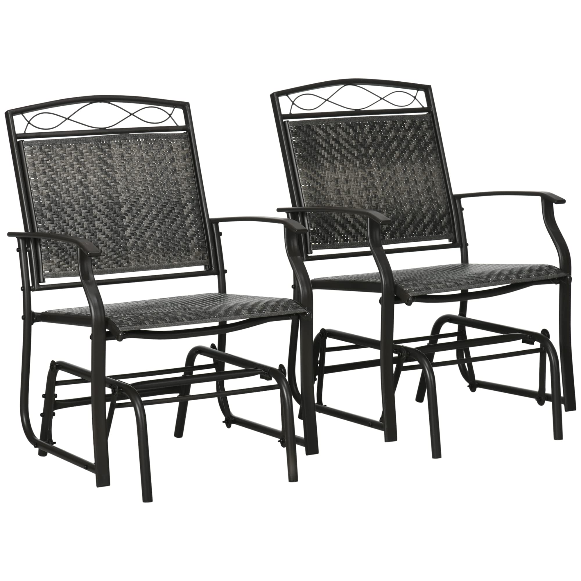 Amazon.com : Outsunny Set of 2 Outdoor Glider Chairs, Porch & Patio ...