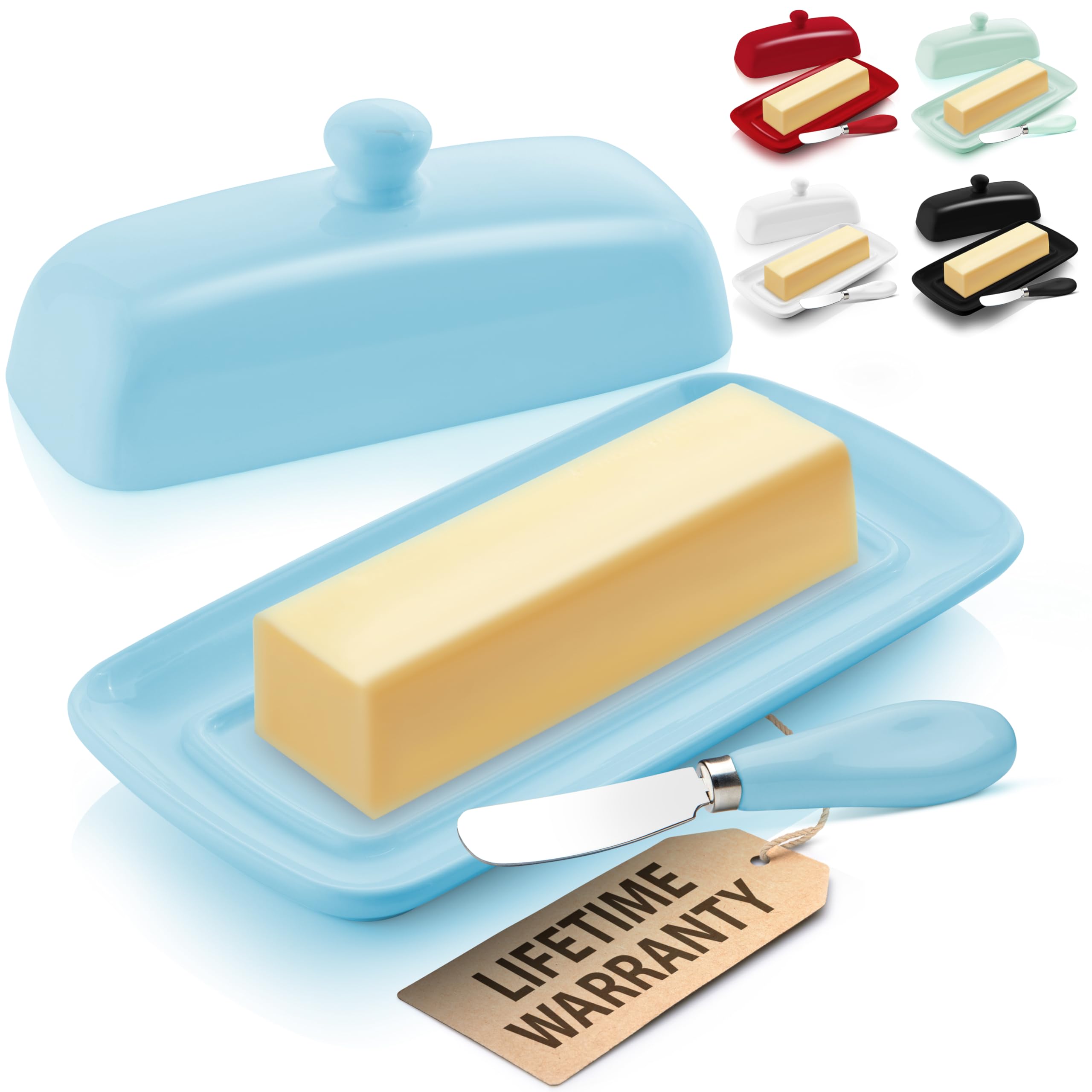 Amazon.com | Zulay Butter Dish With Lid For Countertop - Porcelain ...