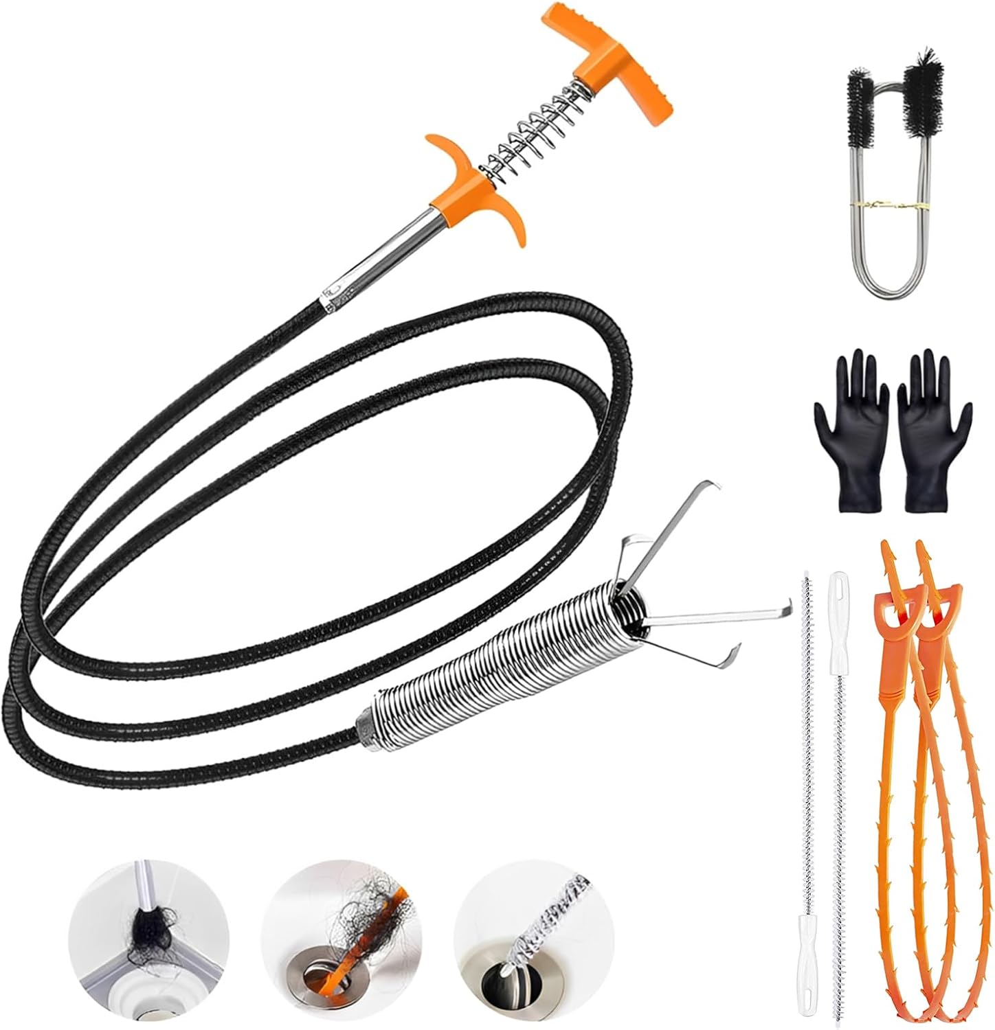 63 Inch Drain Snake Hair Drain Clog Remover Tool, Flexible Sink Snake ...