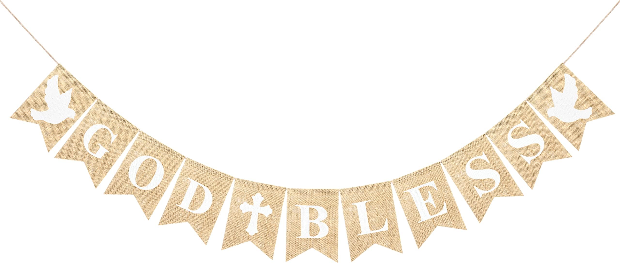 Amazon.com: CHRORINE God Bless Banner First Communion Banner Kit ...