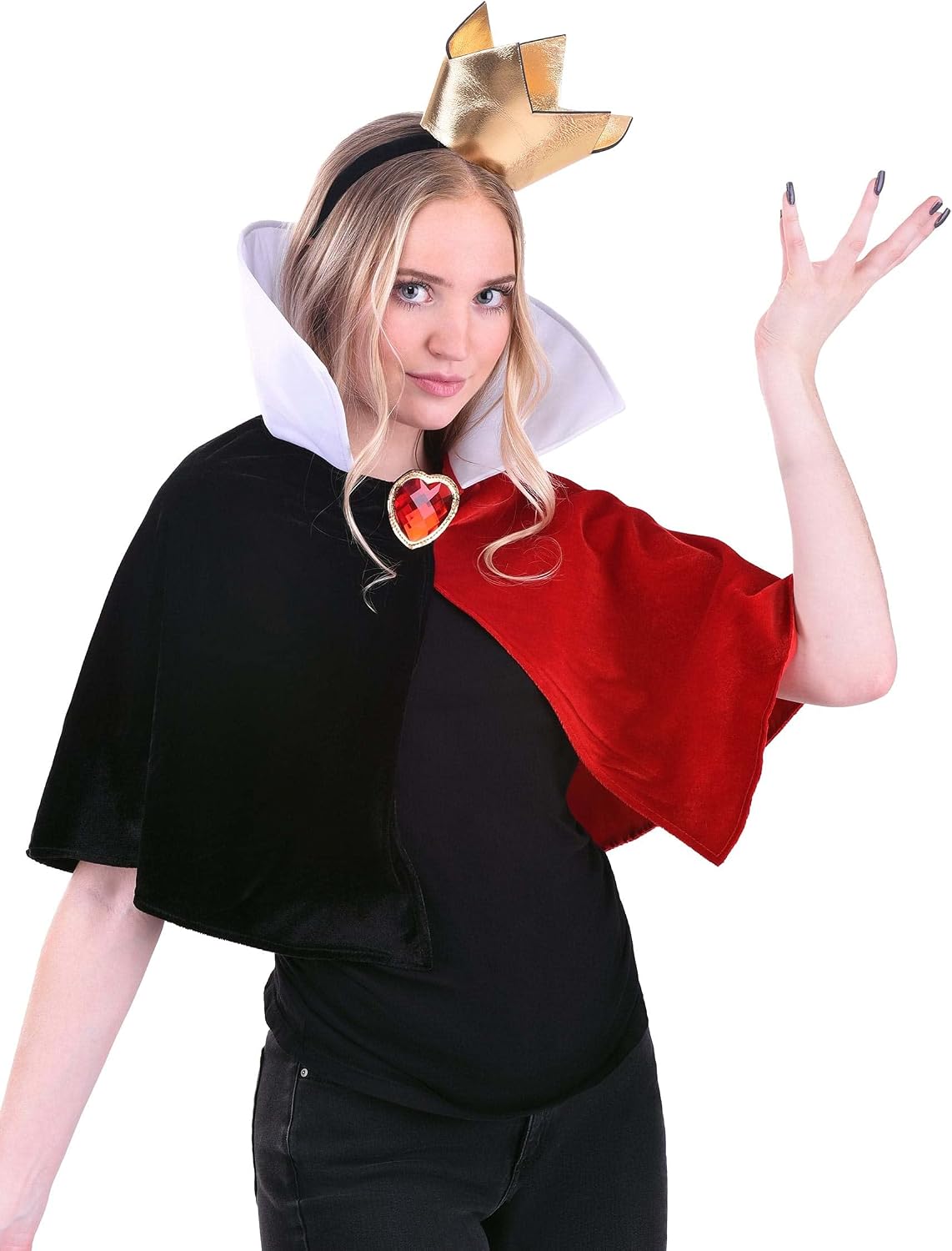 Disney Queen of Hearts Costume Kit - Velvet Cape with Crown Headband ...