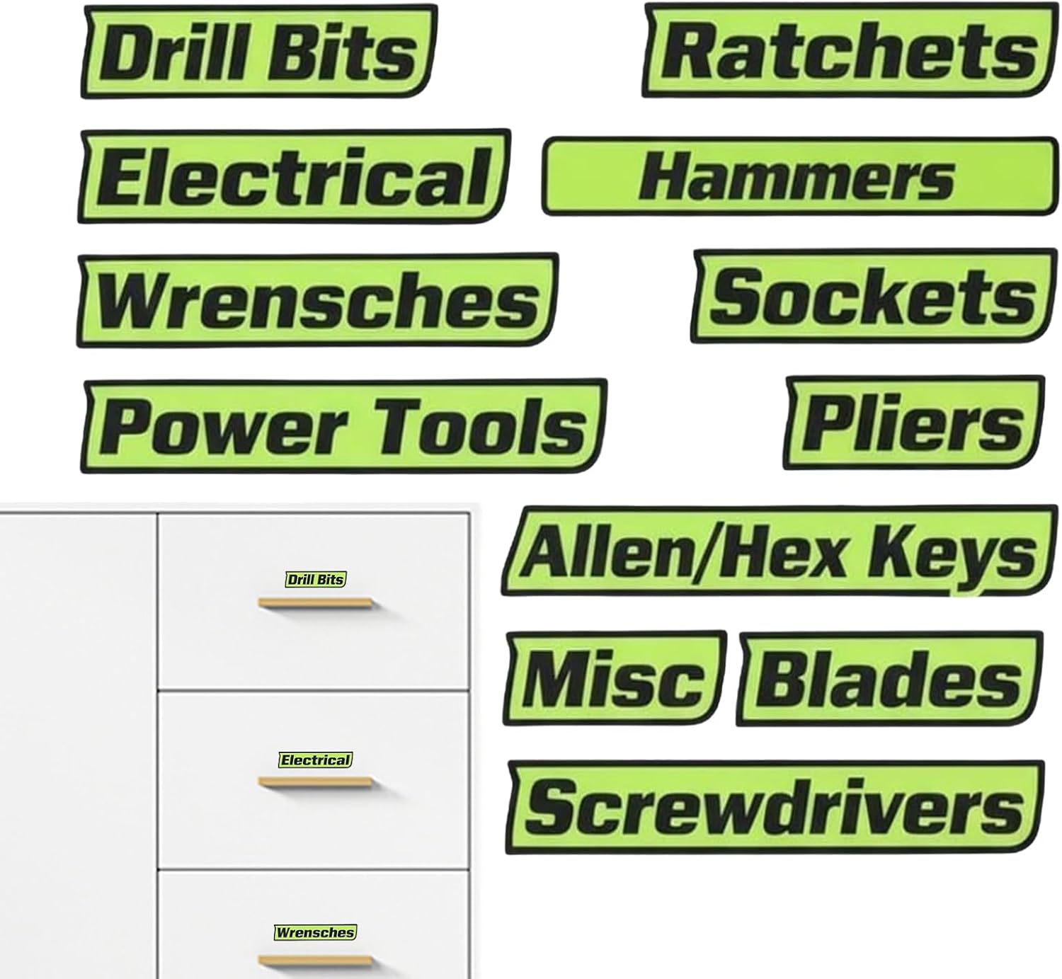 Weldphur Tool Box Labels Magnet | 12-Piece Strong Magnetic 3D-Printed ...