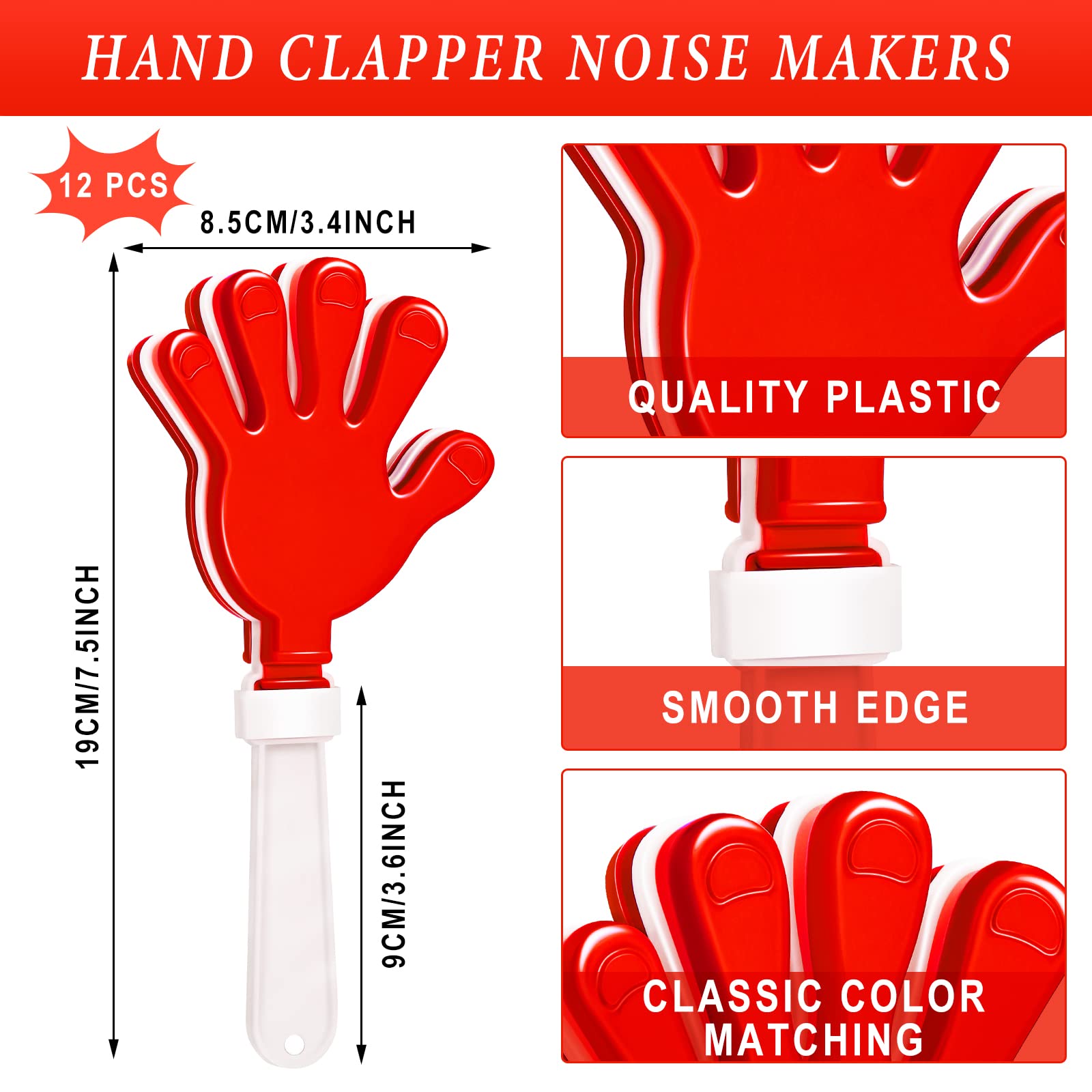 24 Pcs Metal Cowbells and Hand Clappers Cow Bells with Handle Cheering ...